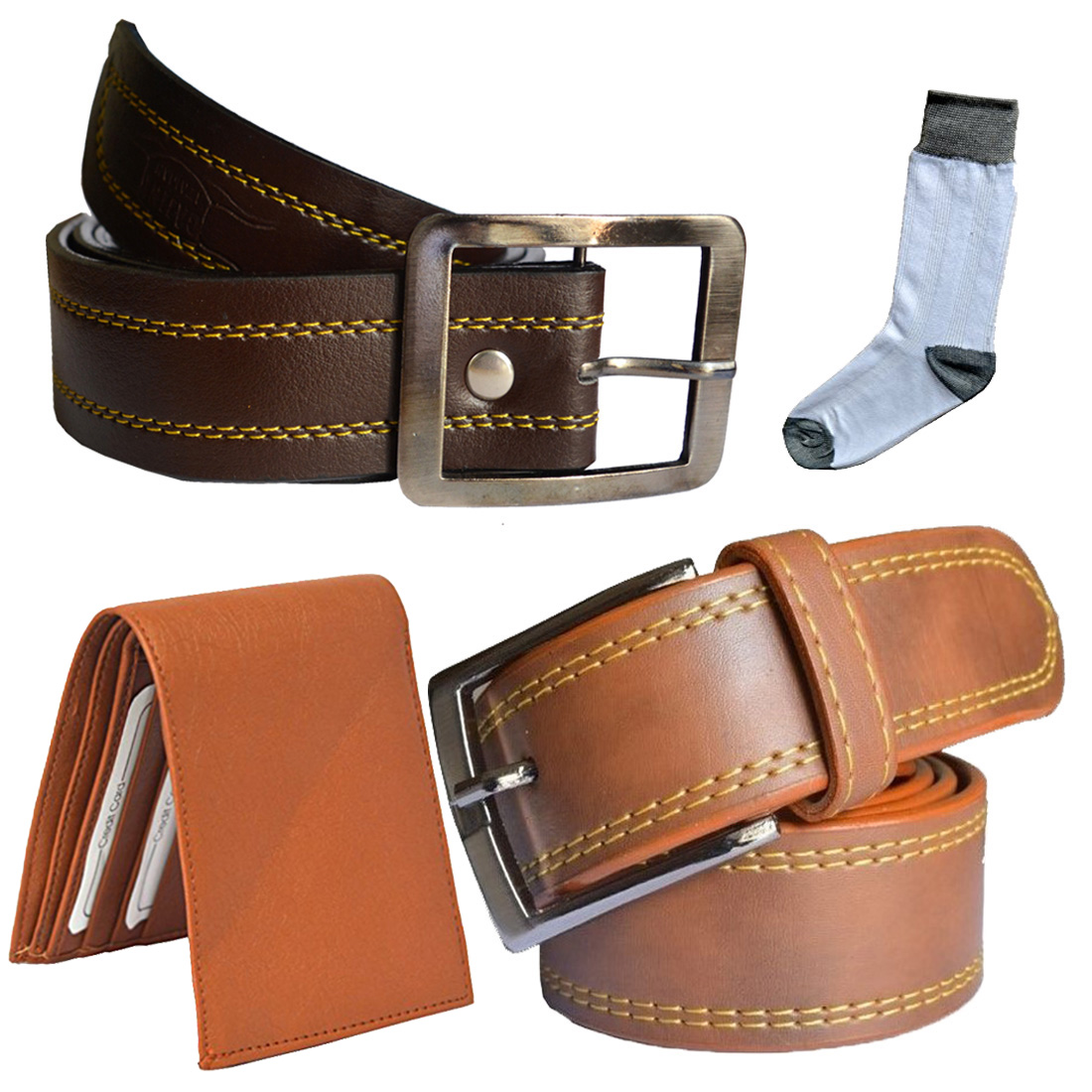 Buy Sunshopping mens brown and tan leatherite needle pin point buckle ...