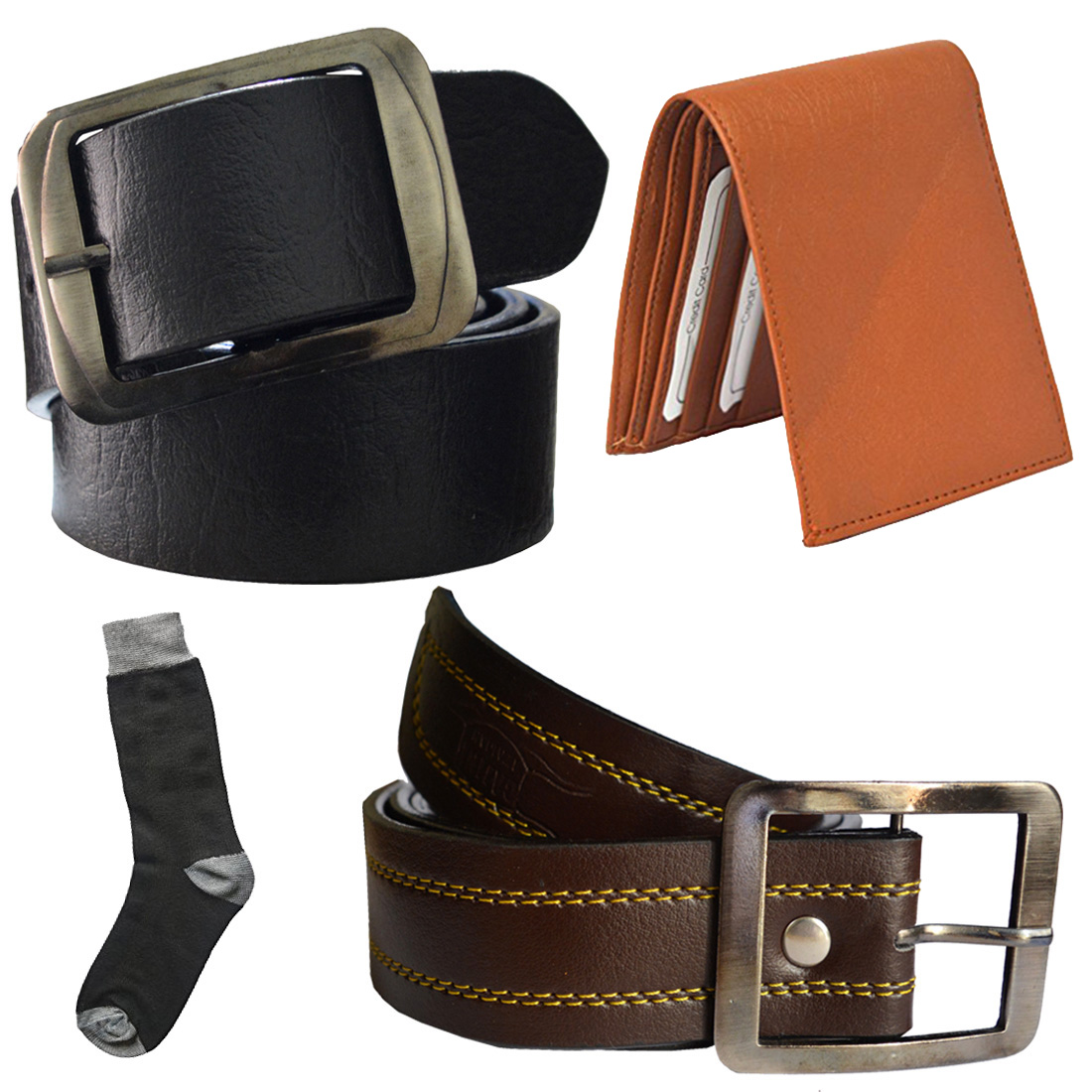 Buy Sunshopping mens black and brown leatherite needle pin point buckle ...