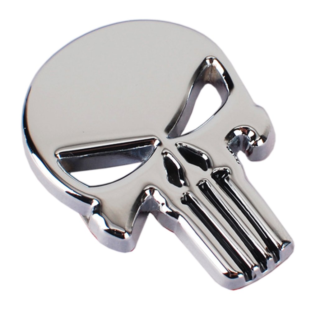 Buy Punisher Heavy Metal Silver 3D Sticker Emblem Badge Logo Car Jeep ...