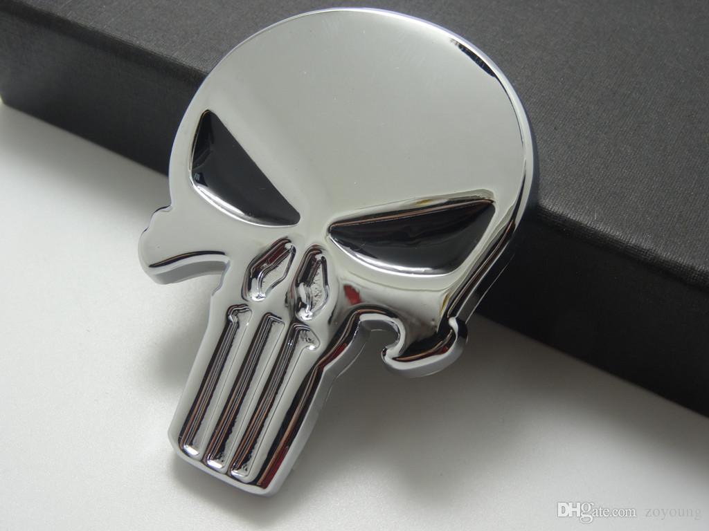 Buy Punisher Heavy Metal Silver 3D Sticker Emblem Badge Logo Car Jeep ...