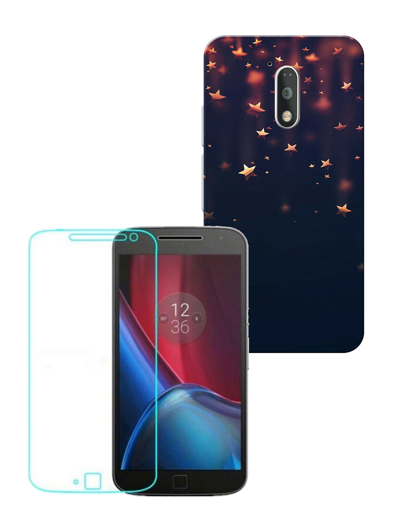 Buy Combo of Moto G4 Plus - Star Pattern Case with Screen Protector ...