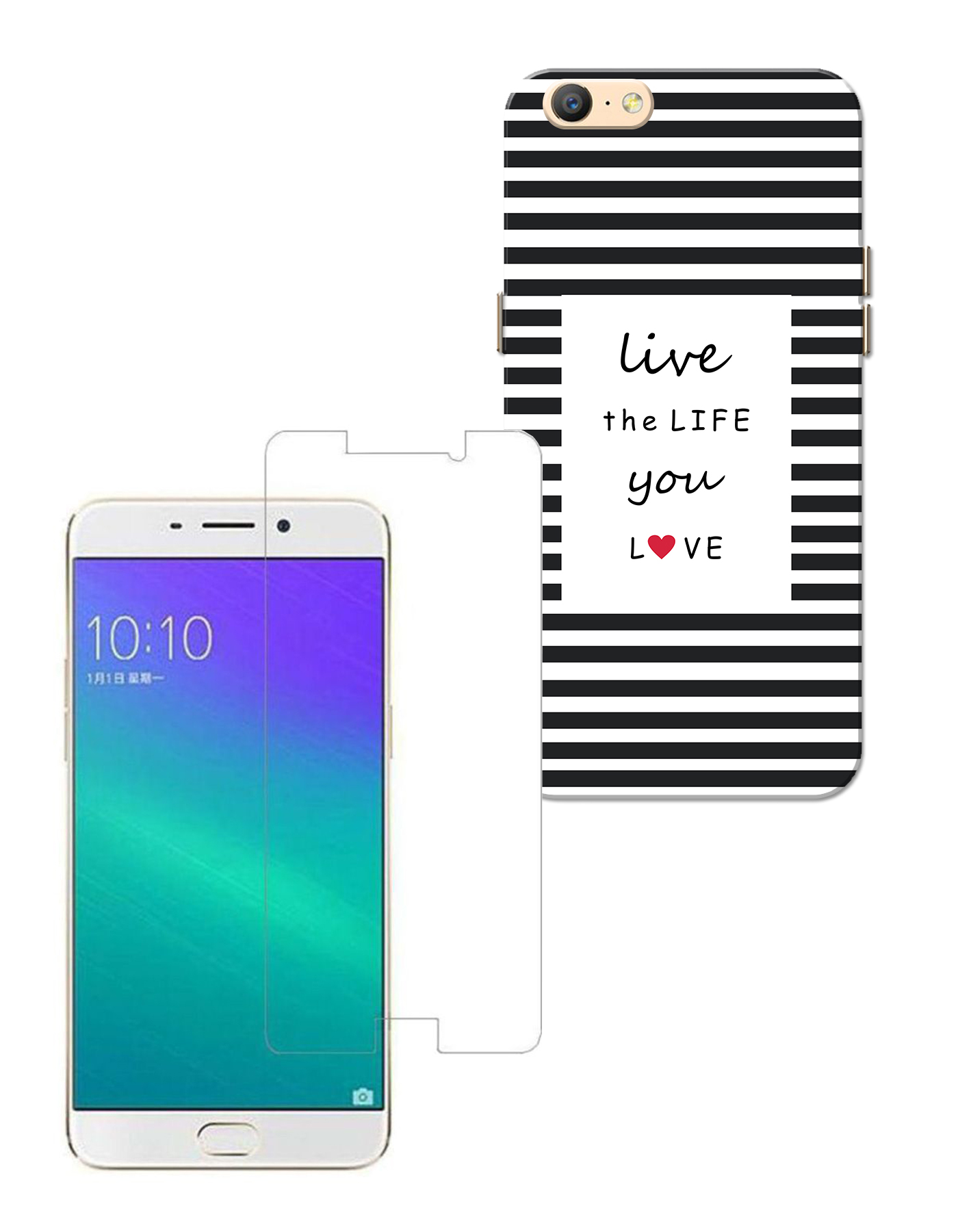 Buy Combo of Oppo A57 - Live Life Black Case with Screen Protector ...