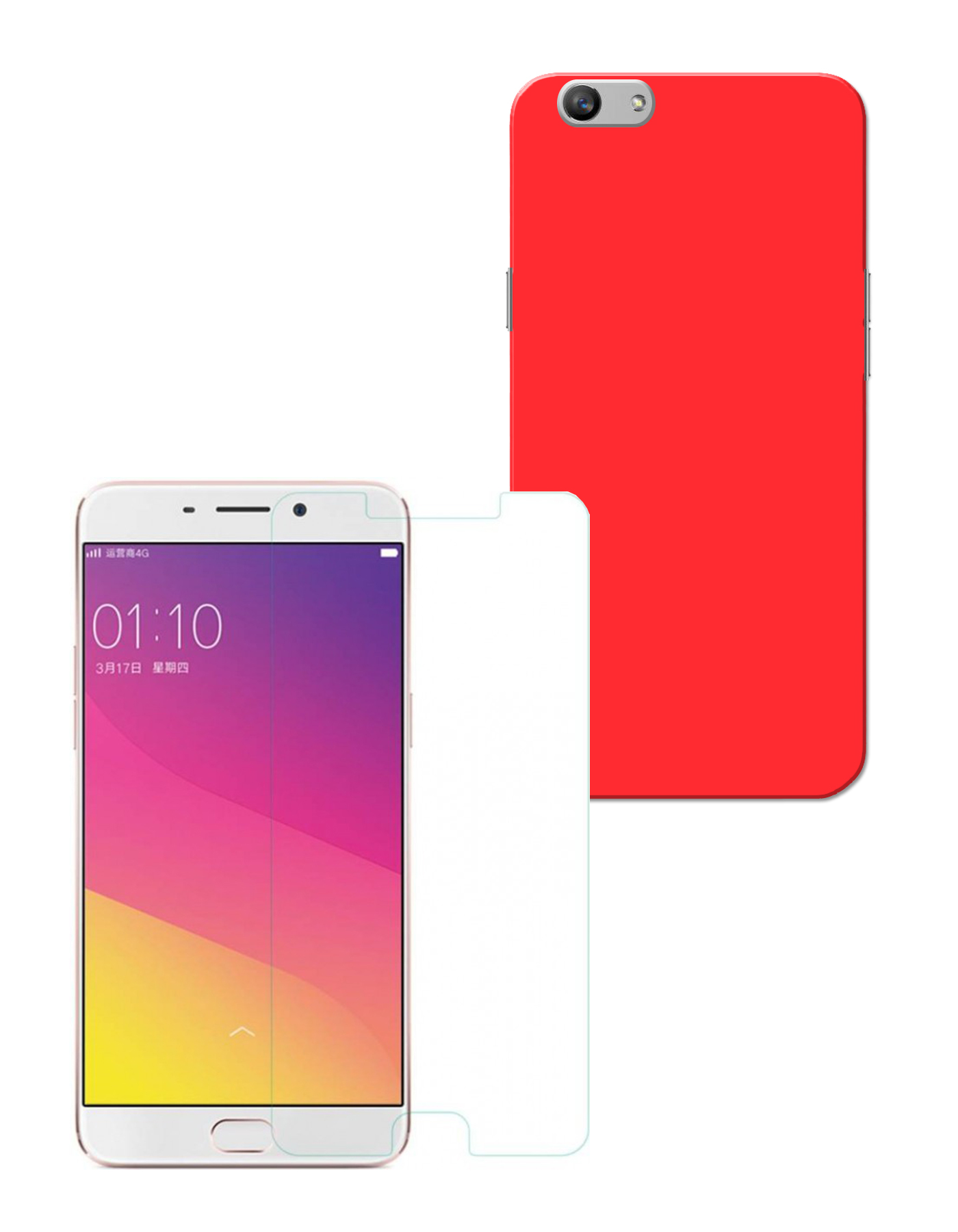 Buy Combo of Oppo F1S - Red Plain Colour Case with Screen Protector ...