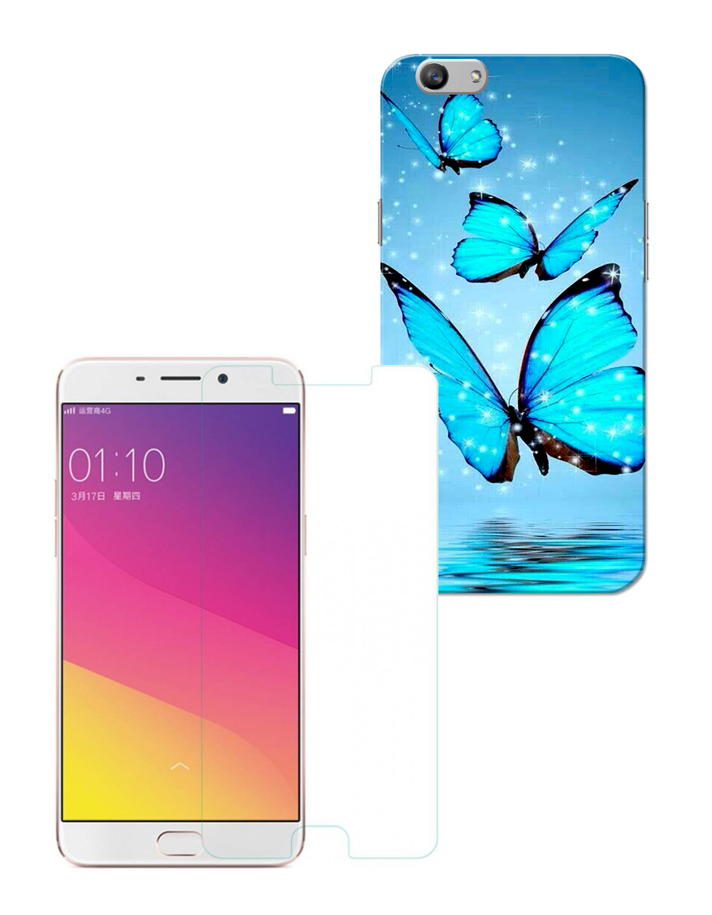 Buy Combo of Oppo F1S - Butterflies Blue Case with Screen Protector ...