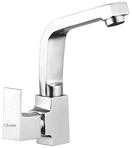 Buy Oleanna Square Brass Swan Neck Pillar Tap With Swivel Spout For ...
