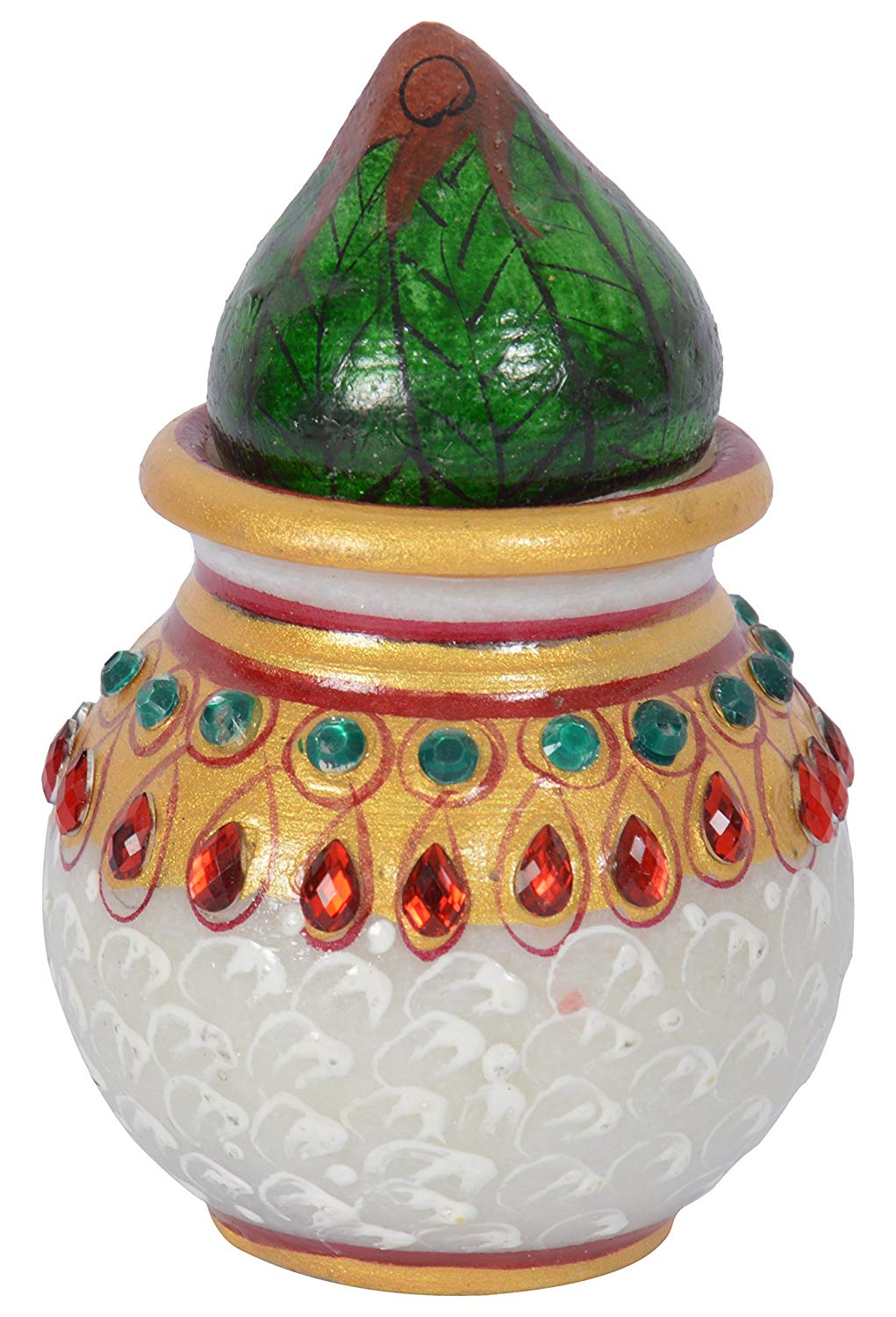 Buy Marble Mangal Kalash with Nariyal For Holy Water In Temple Poojan ...