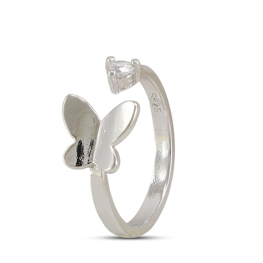 Buy Vorra Fashion Cubic Zirconia Sterling Silver Butterfly Design Ring ...