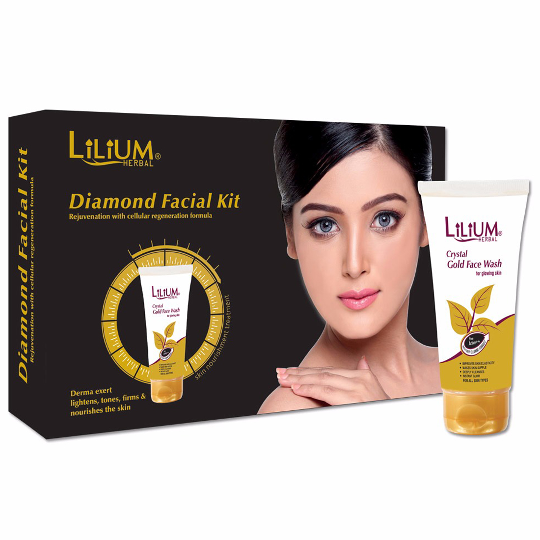 Buy Lilium Herbal Diamond Facial Kit 80gm With Free Face Wash 60ml ...