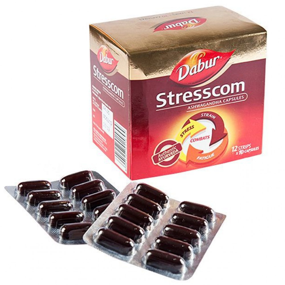 Buy Dabur Stresscom Capsules (120 Capsules) - Ayurvedic Medicine for ...