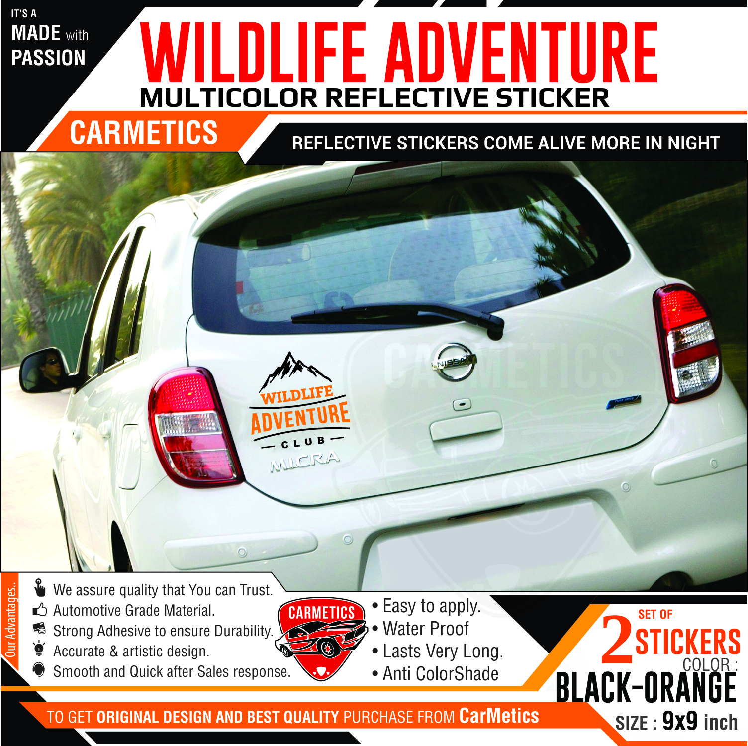 Buy WildLife Adventure Club sticker for Ford Endeavour - Black-Orange ...