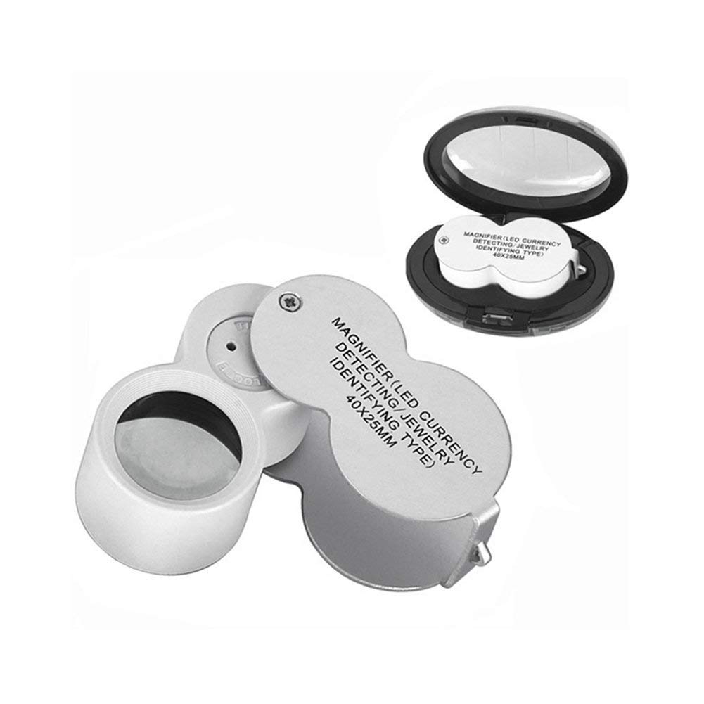 40x 25mm Glass Magnifying Magnifier Jeweler Eye Jewelry Loupe Loop LED ...
