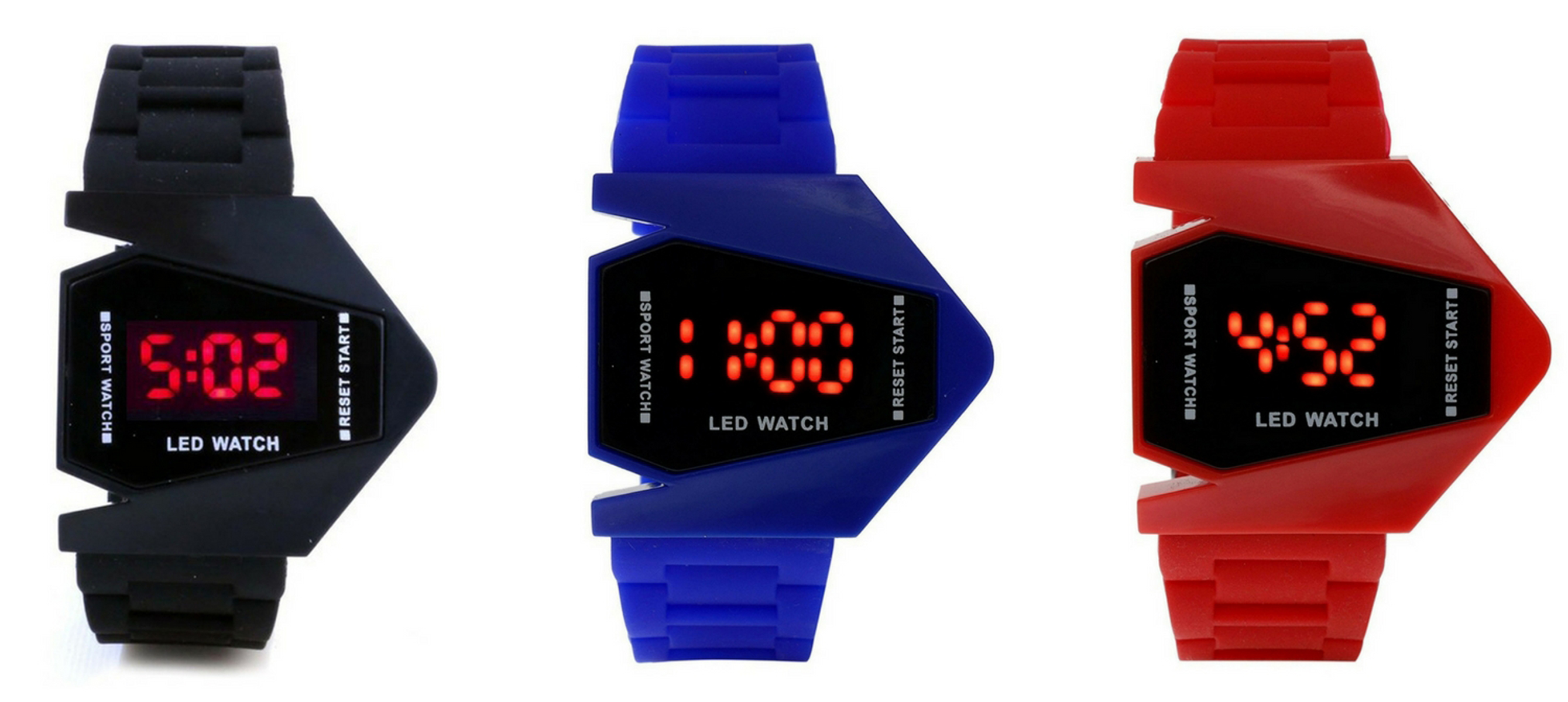Buy Rocket LED Black, Blue And Red Color Combo Of 3 Watches Online ...