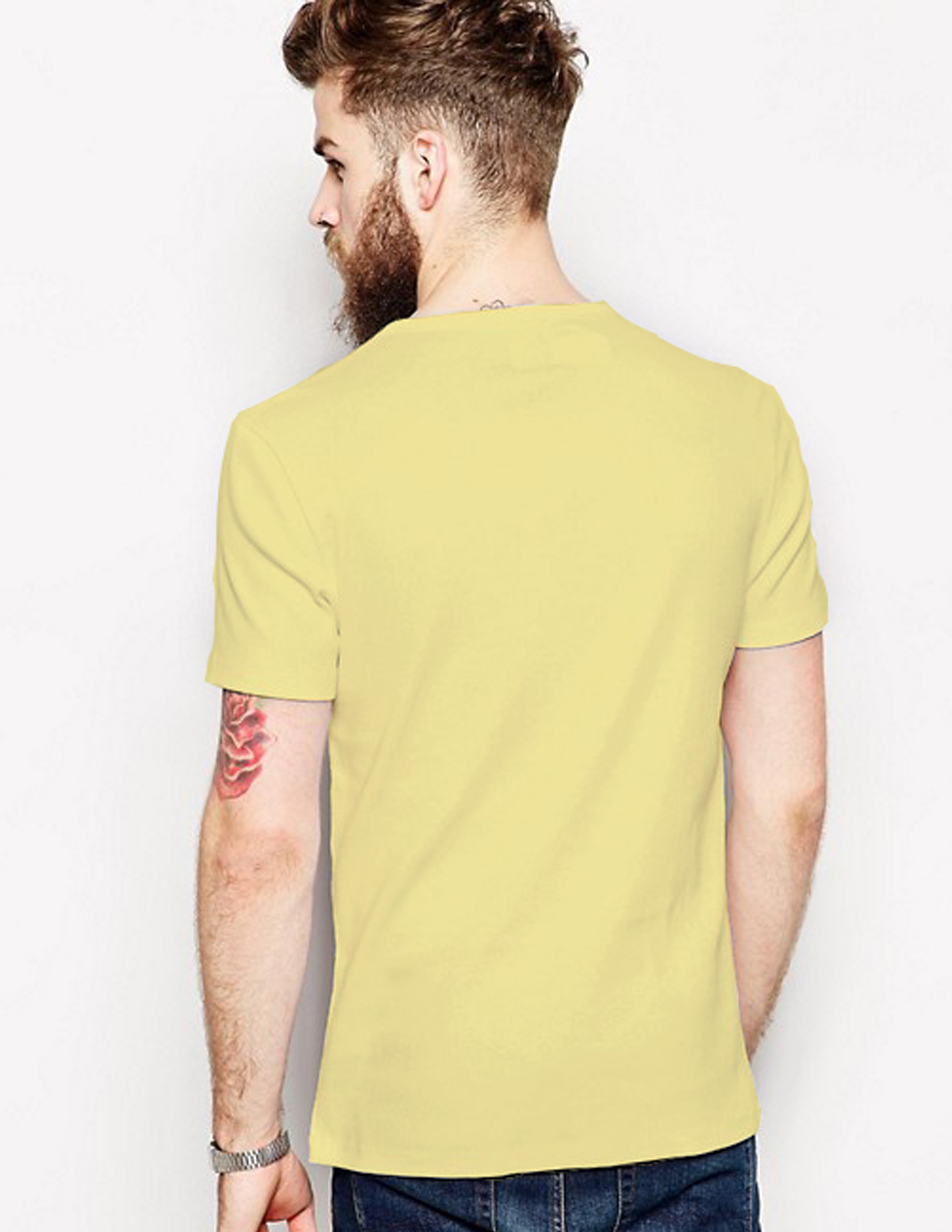 Buy Lemon Yellow Color Plain T Shirt Bio Wash Round Neck Premium