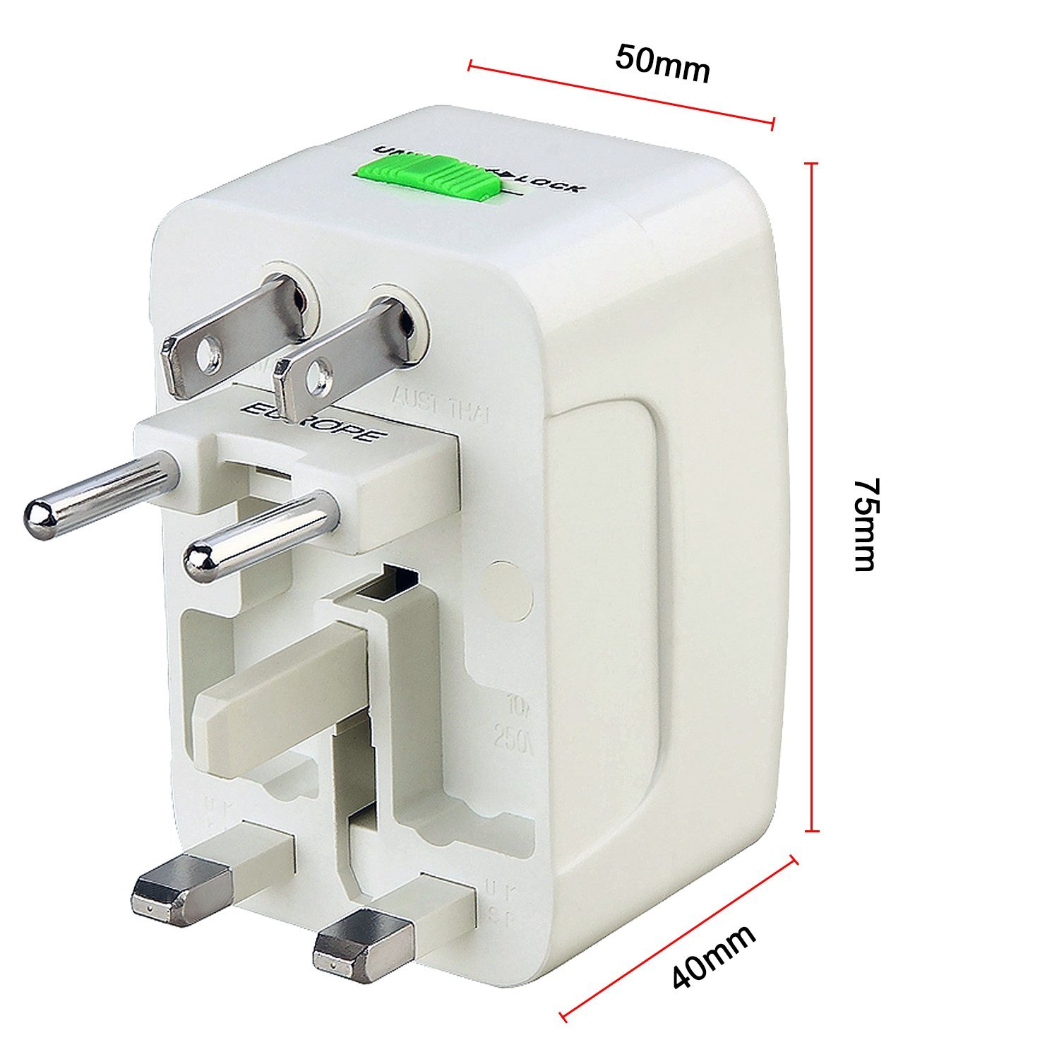 Buy Universal Pocket Travel Charger Multi-Plug, AU/EU/UK/US/CN ...