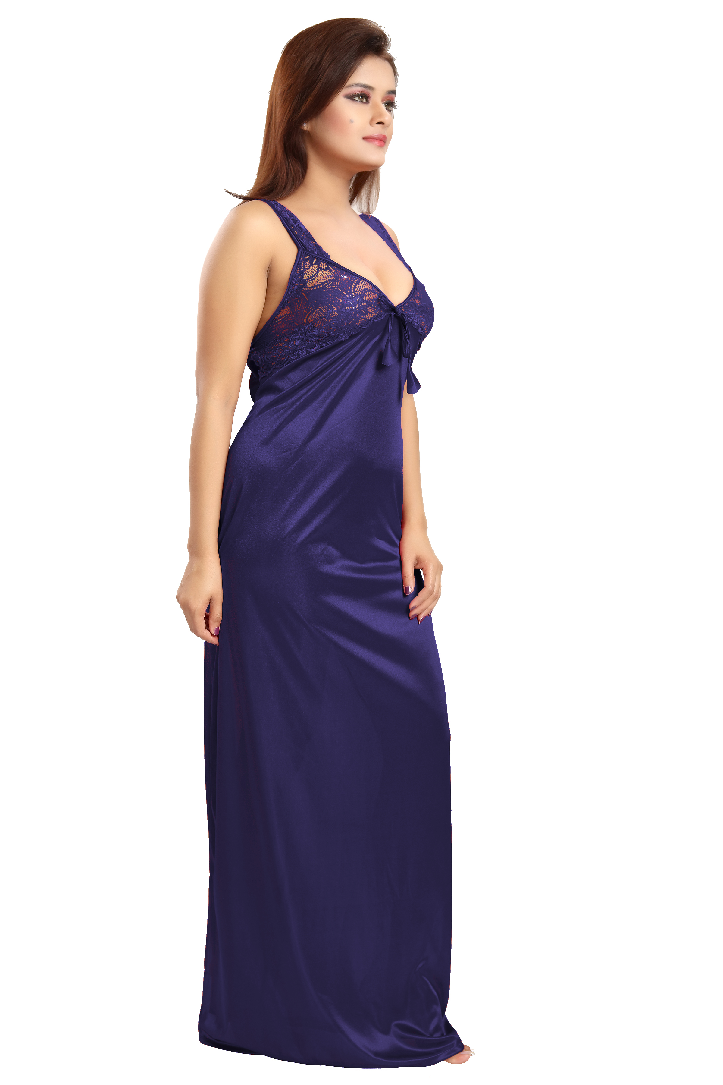 Buy Be You Navy Blue Solid Women Nighty / Night Dress Online @ ₹459 ...