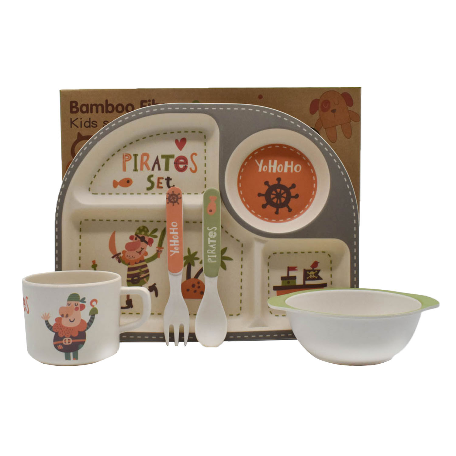 Buy Eco Friendly Bamboo Fibre Kids Feeding Set - Peach Online @ ₹695 ...