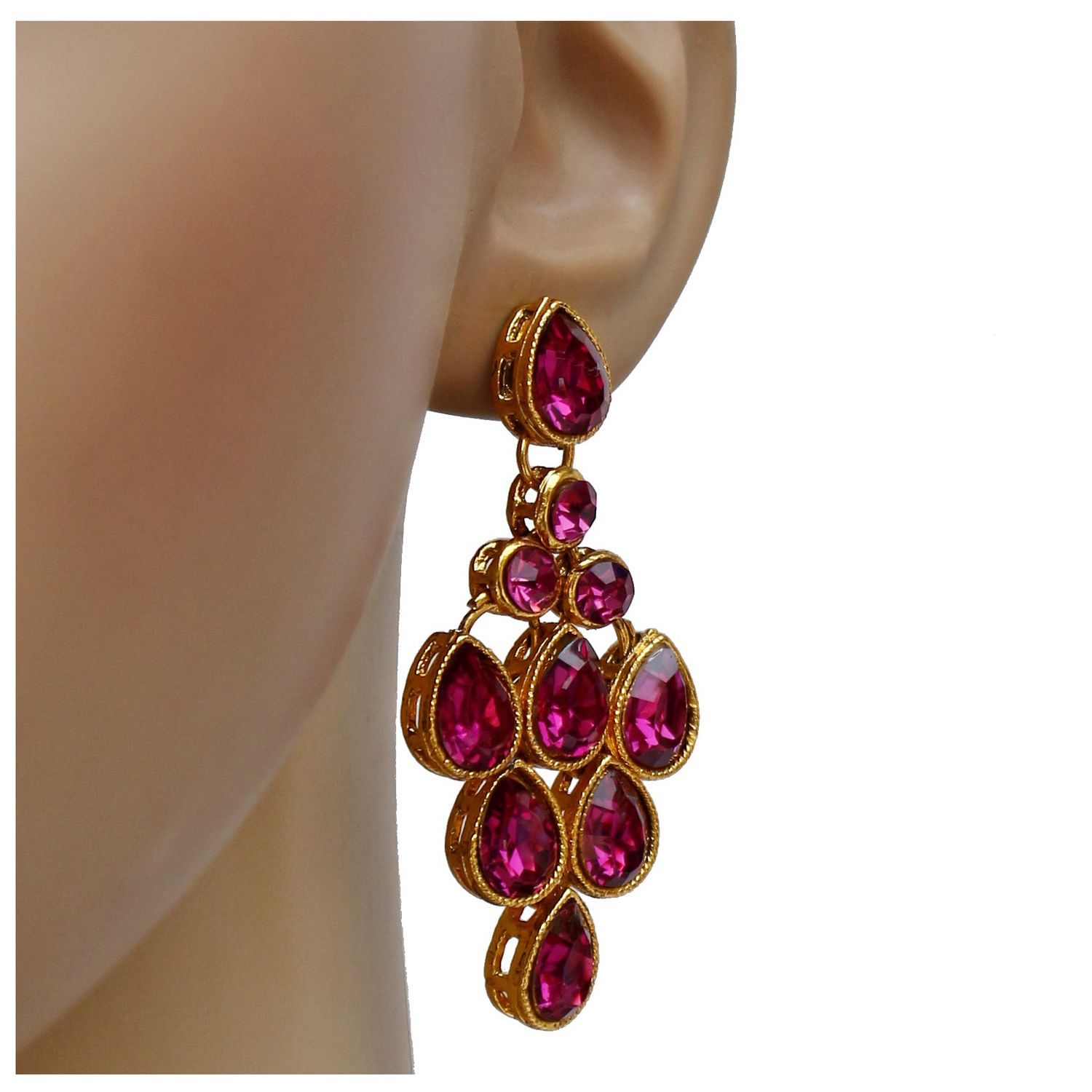 Buy Lucky Jewellery Elegant Magenta Color Stone Necklace Set For Girls ...