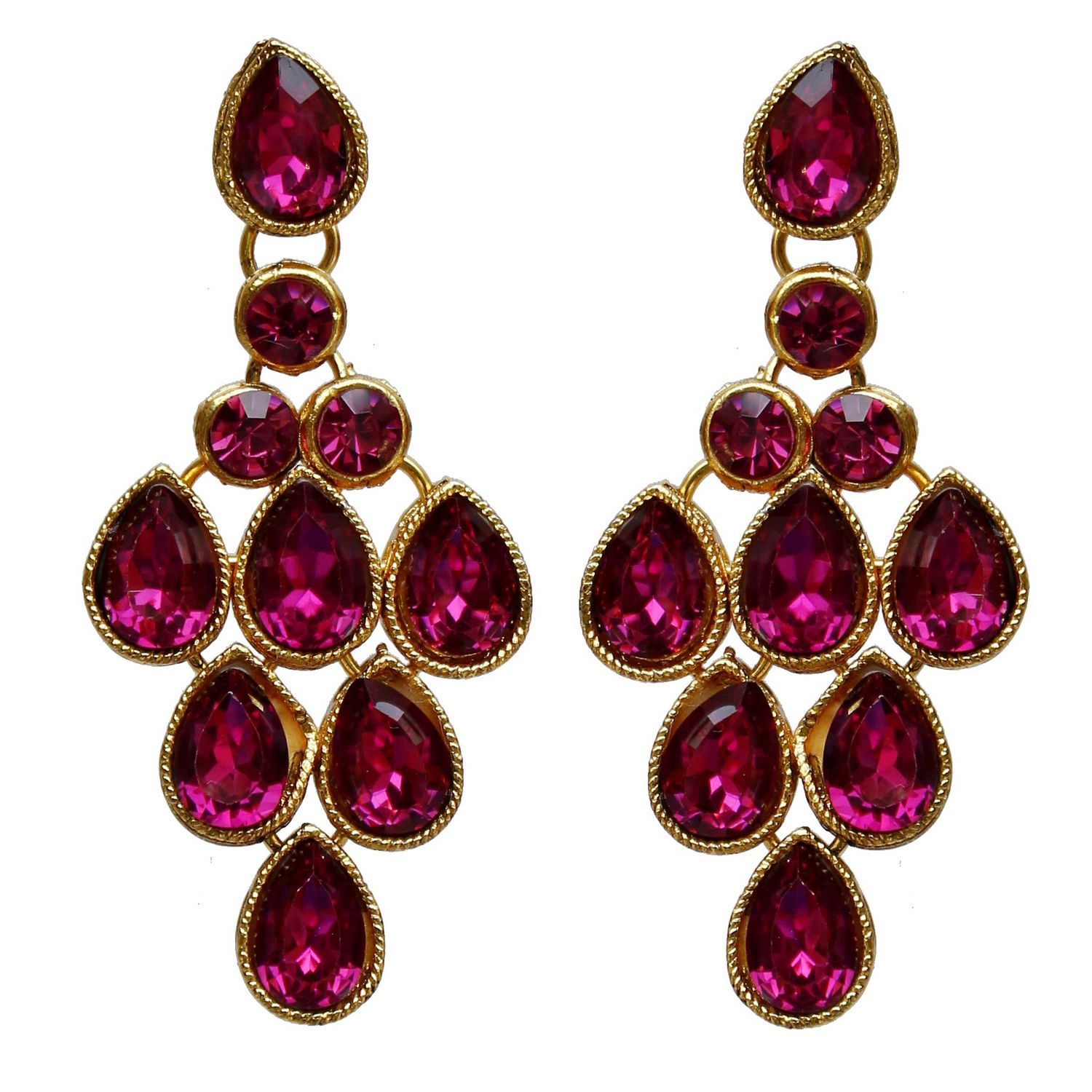 Buy Lucky Jewellery Elegant Magenta Color Stone Necklace Set For Girls ...