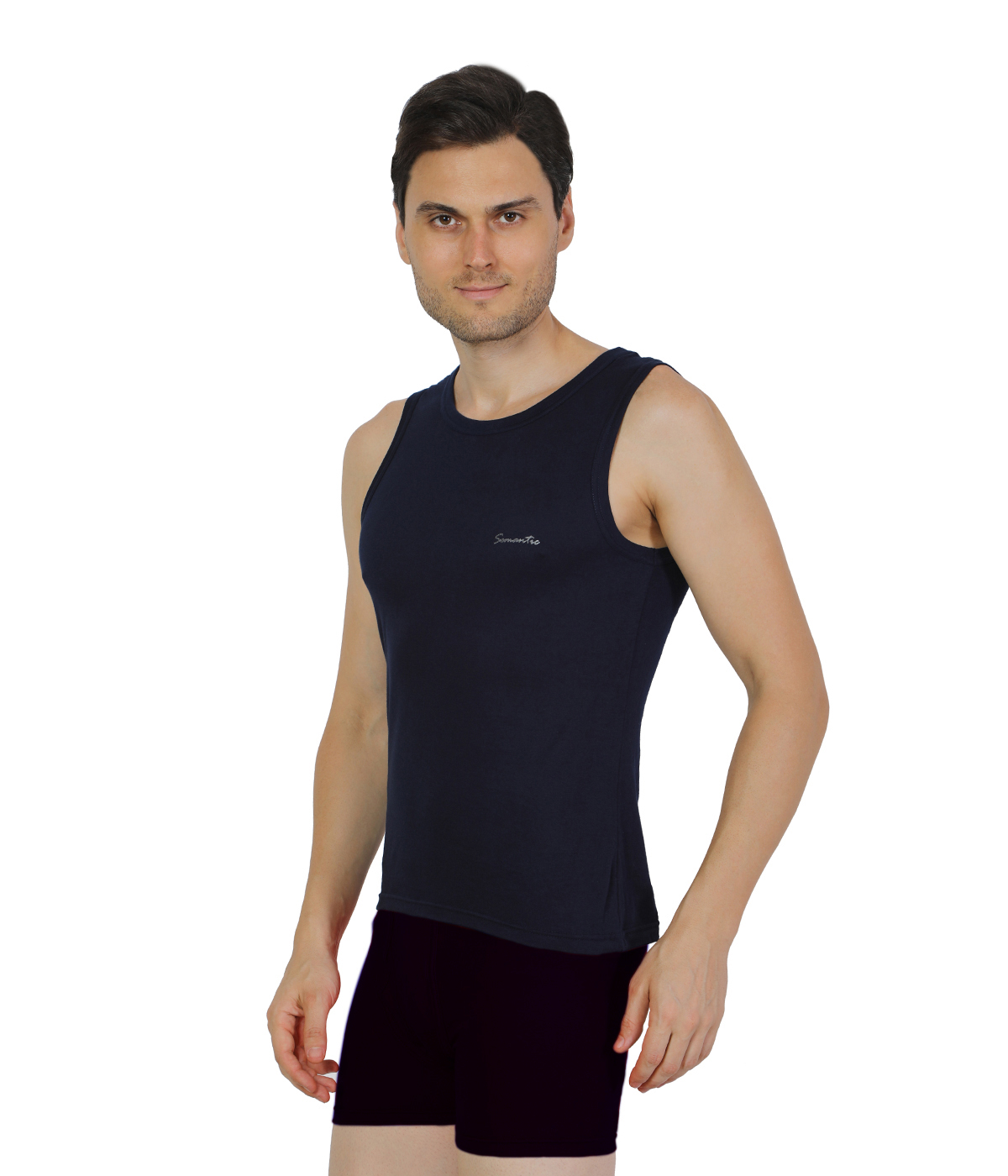 Buy Mens Navy Blue Color Gym Vest - 100% Cotton - Size S (Small) 70 to ...