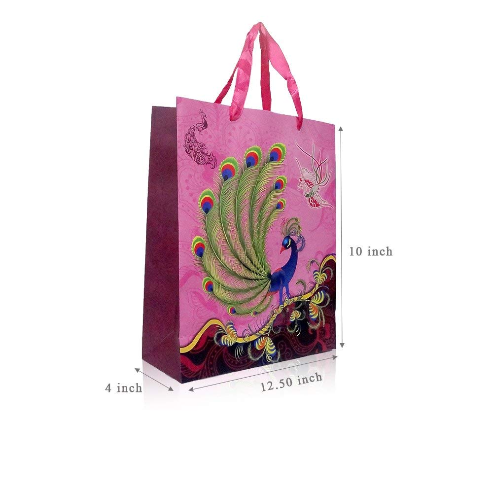 Buy Fancy Paper Bag,Carry Bag Peacock Designs Carry Bag Pack of 6 Bag ...