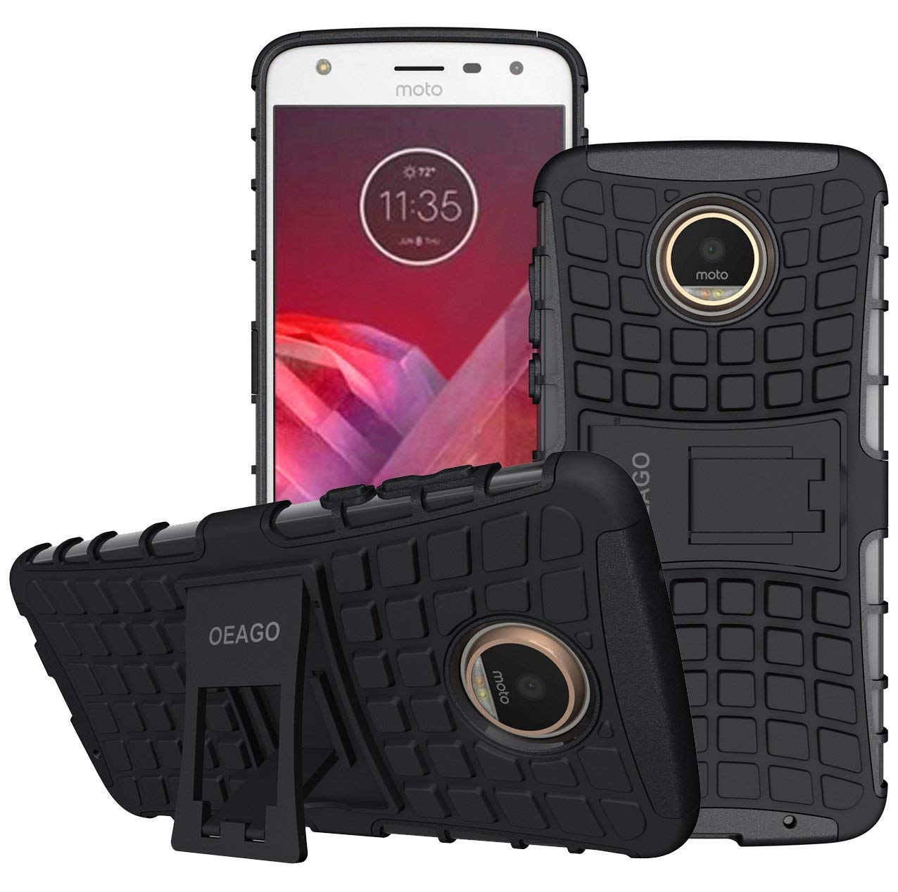 Buy Moto Z2 Play Case, OEAGO Shockproof Impact Protection Tough Rugged ...