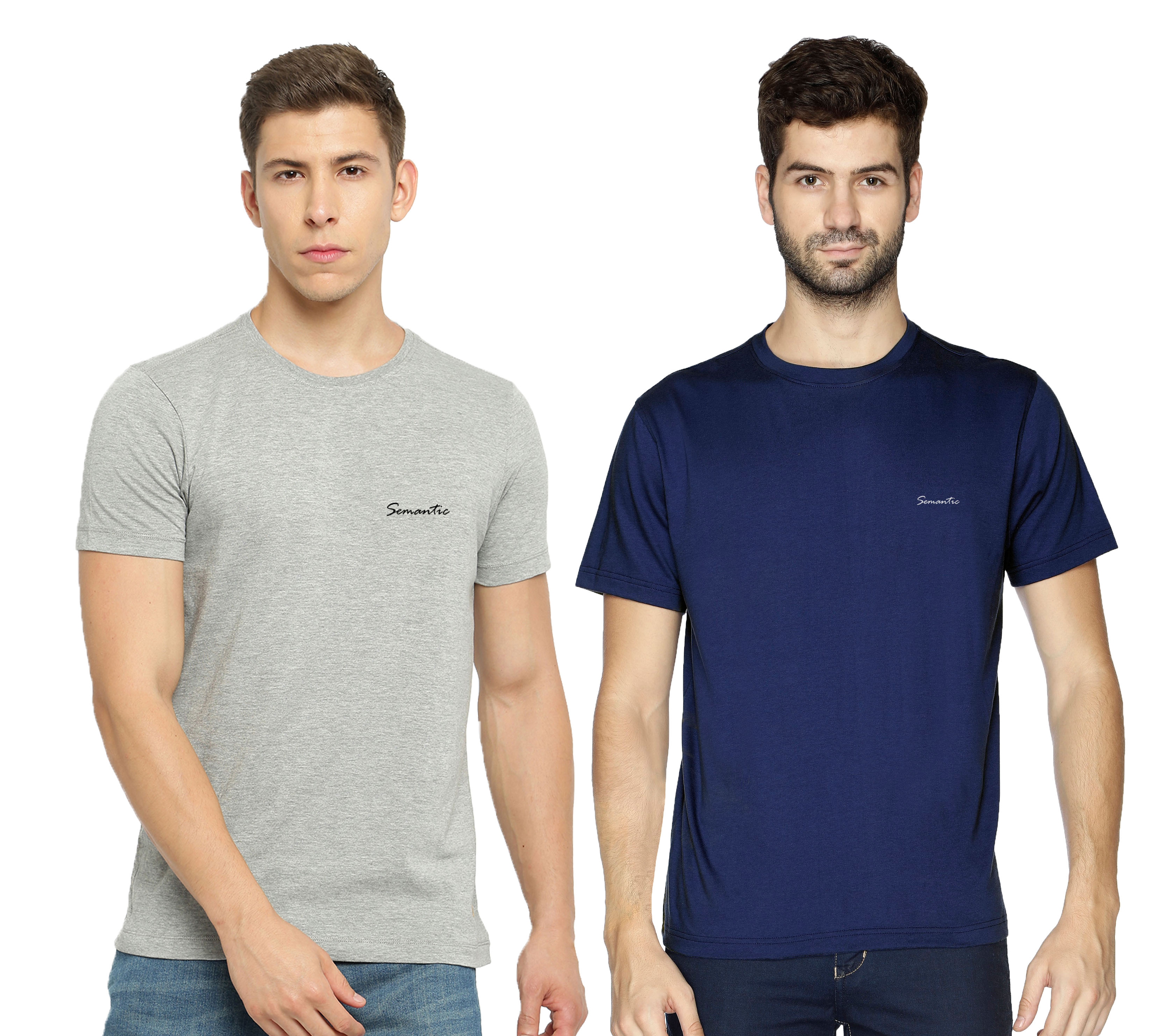 Buy Pack Of 2 100 Cotton Mens Plain T Shirt For Daily Use In Grey