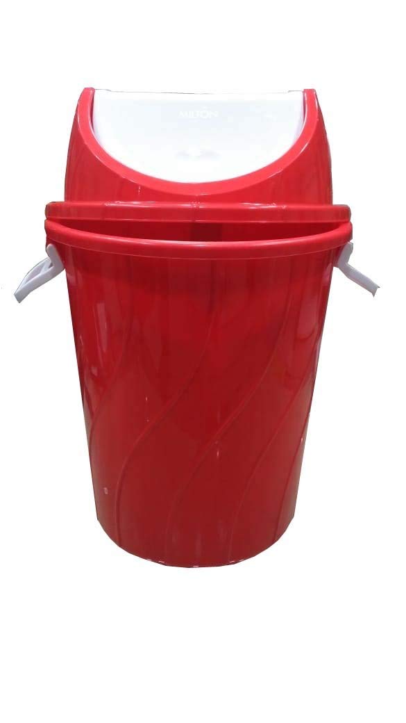 Buy Bauzooka Red Swing Lid Waste Bin/Dust bin for Bathroom Kitchen ...