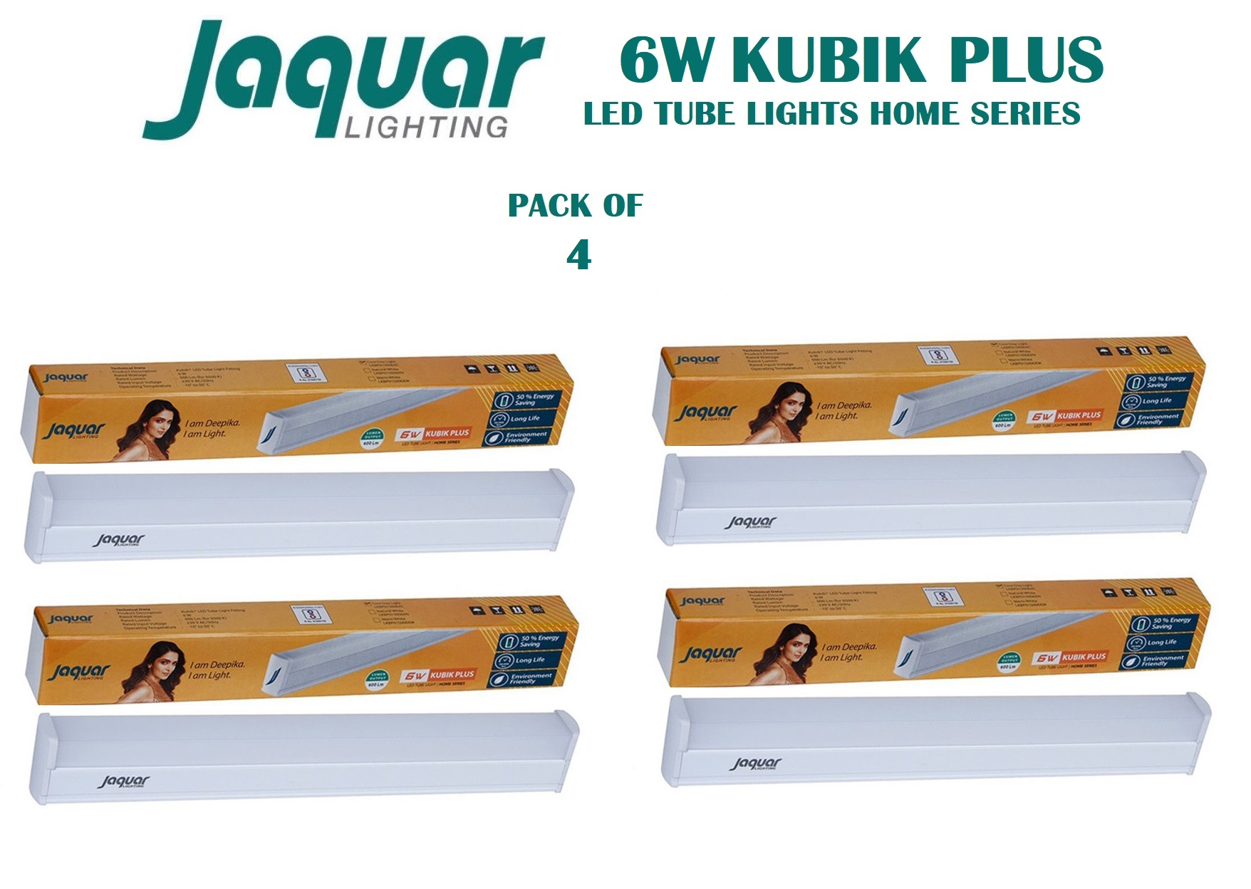 Buy Pack Of 4 Jaquar Kubik Plus 6 watts LED tube Light T5 Battern 600Lm ...