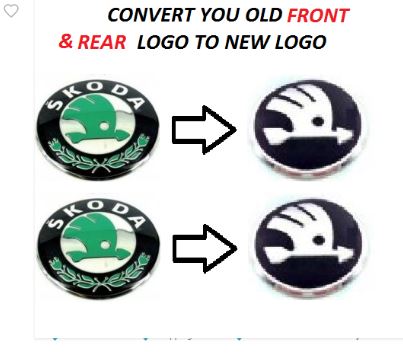 Buy Skoda FABIA Monogram REAR + FRONT Chrome Skoda Car Monogram Logo ...