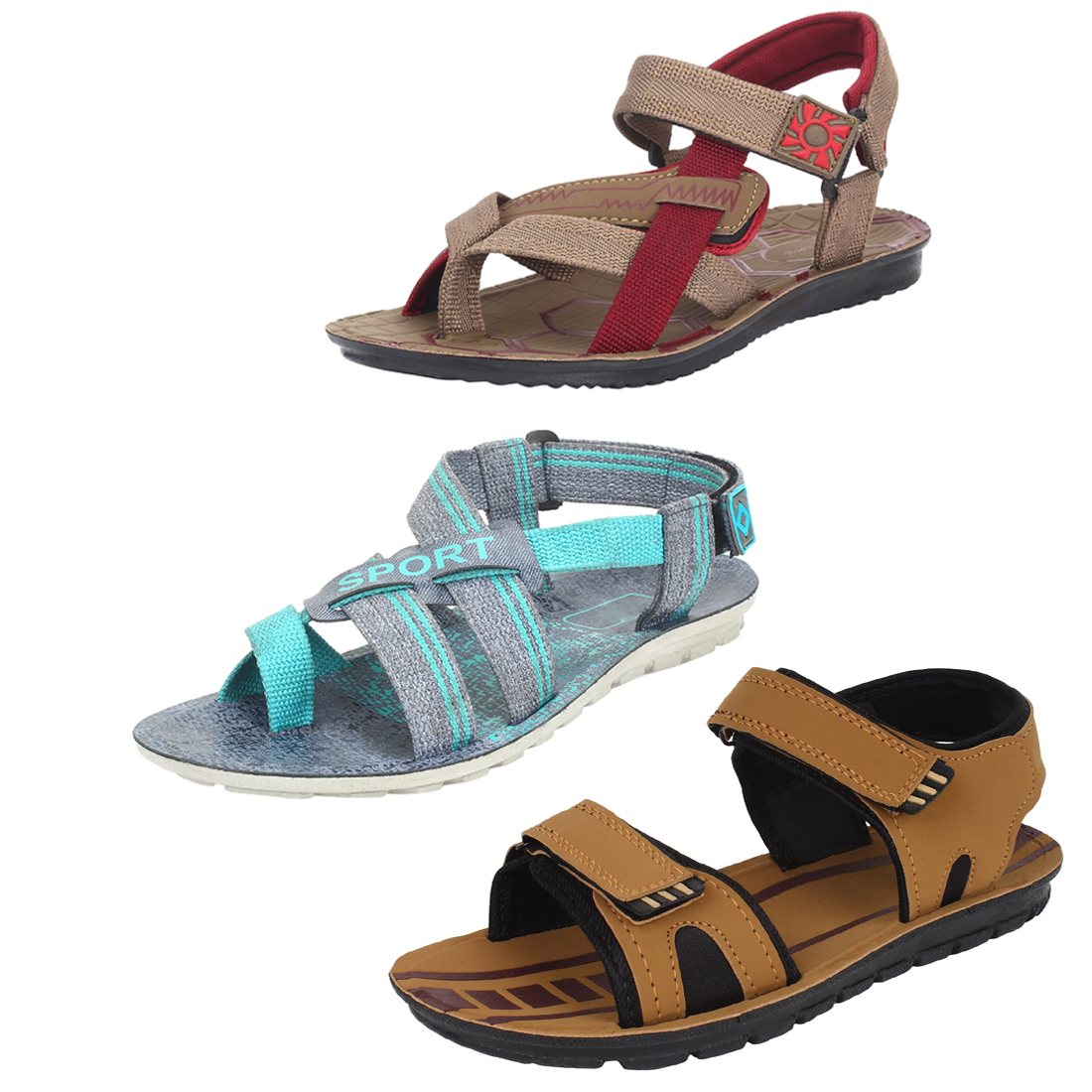 Buy Super Men's Pack of 3 Multicolor Sandals Online @ ₹1494 from ShopClues