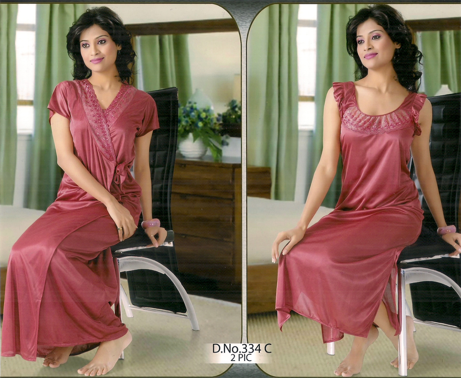 Womens Sleep Set Sexy 2pc Nighty & Over Coat New Babydoll in Red 334C ...