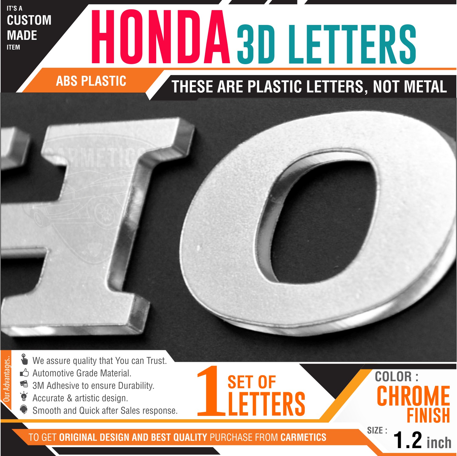 Buy HONDA 3D Letters for Honda WRV - Chrome Wrapped Letters Honda WRV ...