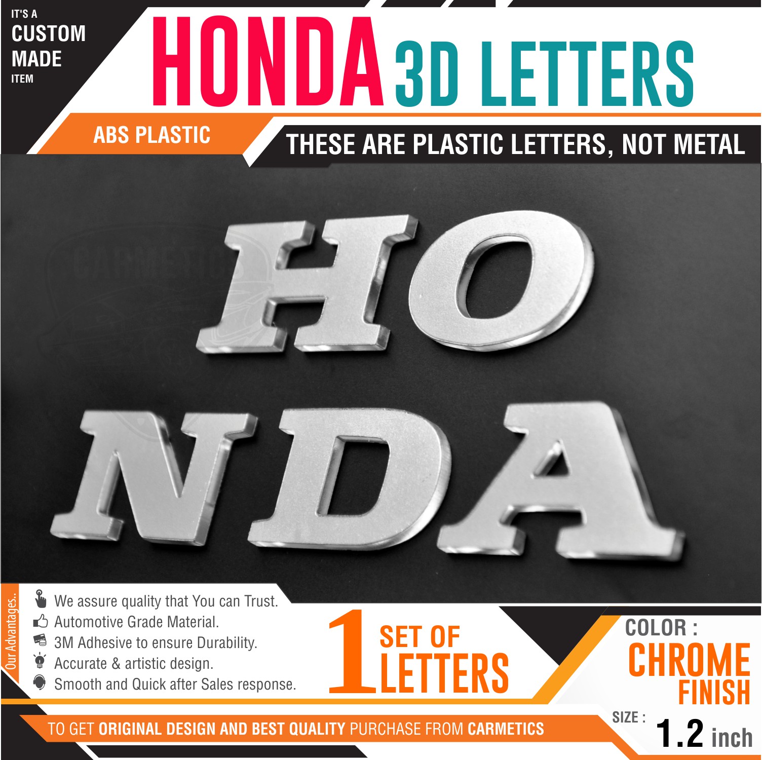 Buy HONDA 3D Letters for Honda City - Chrome Wrapped Letters Honda City ...