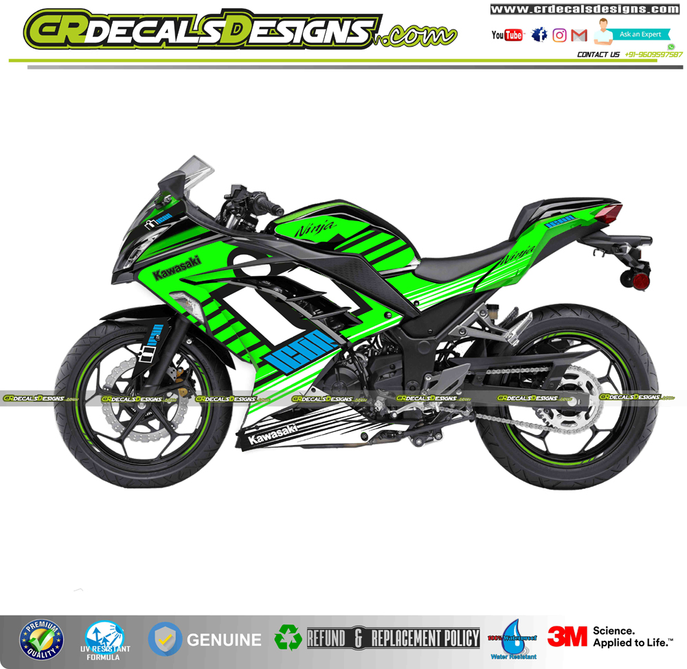 Buy CR Decals KAWASAKI NINJA 300 ICON EDITION CUSTOM DECALS/STICKERS/WRAP KIT Online @ ₹6460 ...