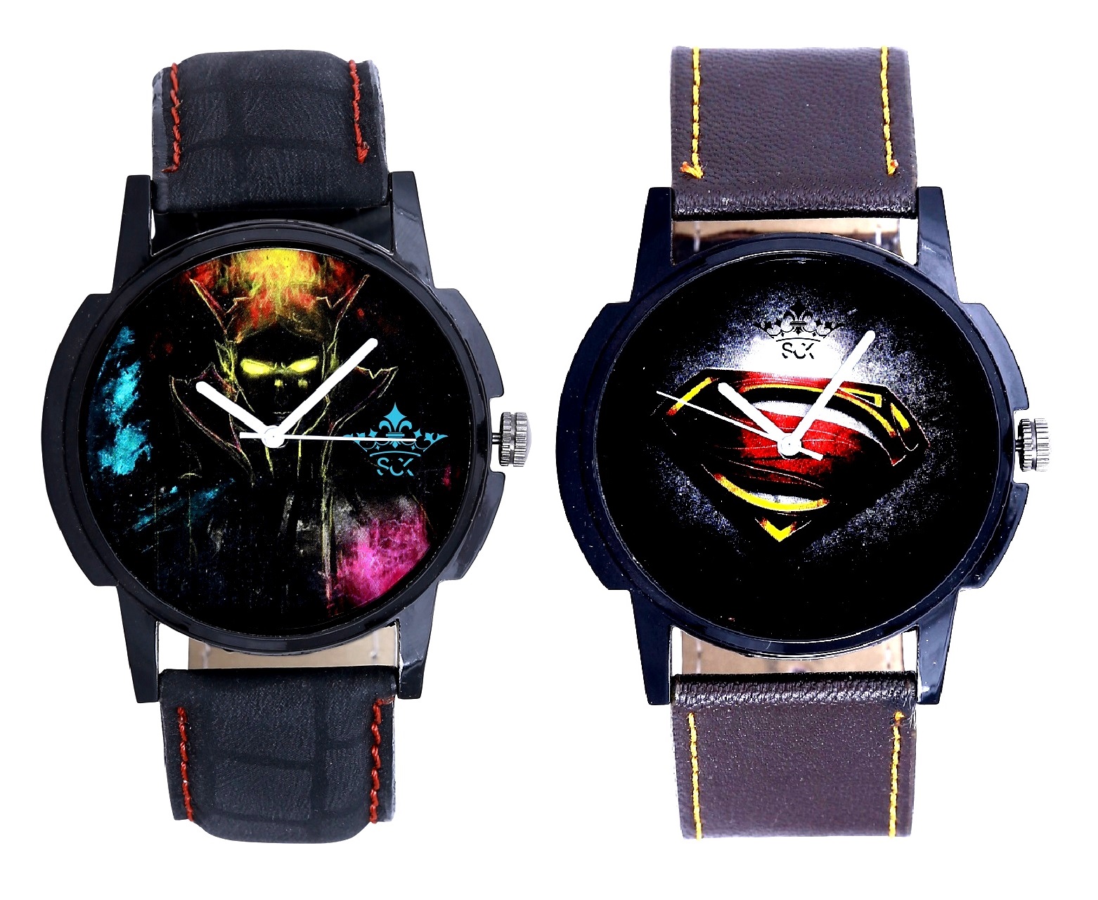 Buy Black Dial Super Men Art And Black Multi Colour Quartz SCK Combo ...