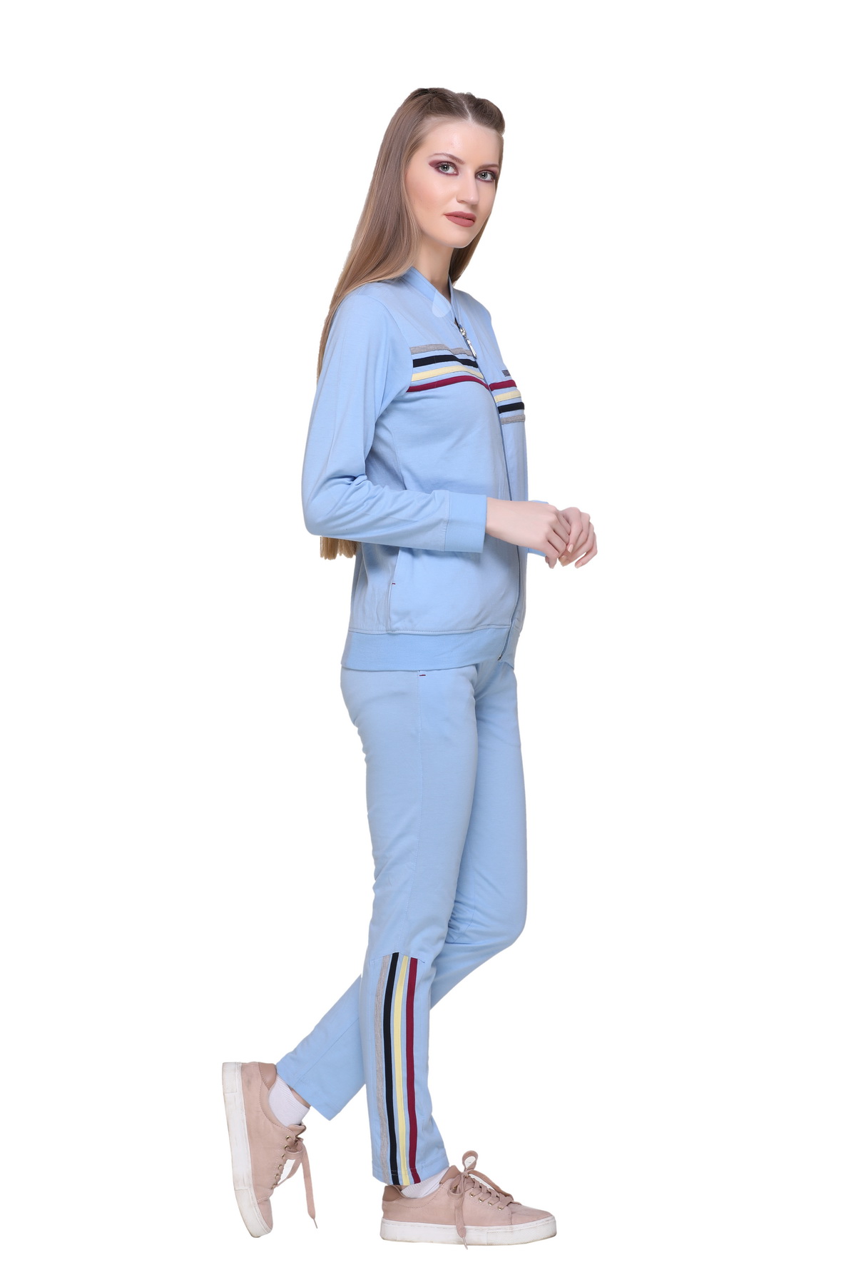 Buy EX10SIVE Light Sky Blue Long Sleeve Cotton Blend Tracksuit for ...