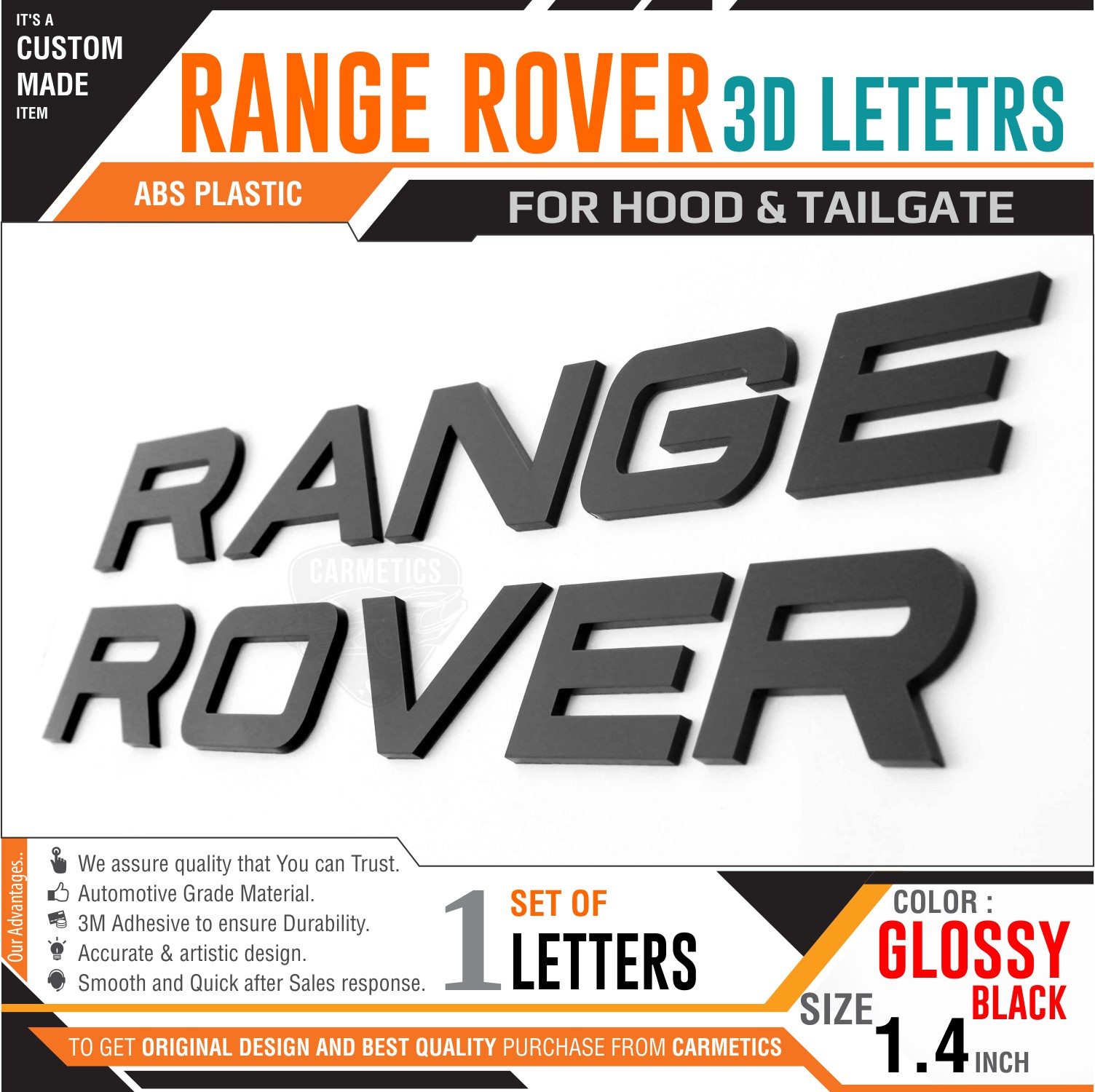Buy Carmetics Range Rover 3d Letters stickers logo emblem for Isuzu MUX ...