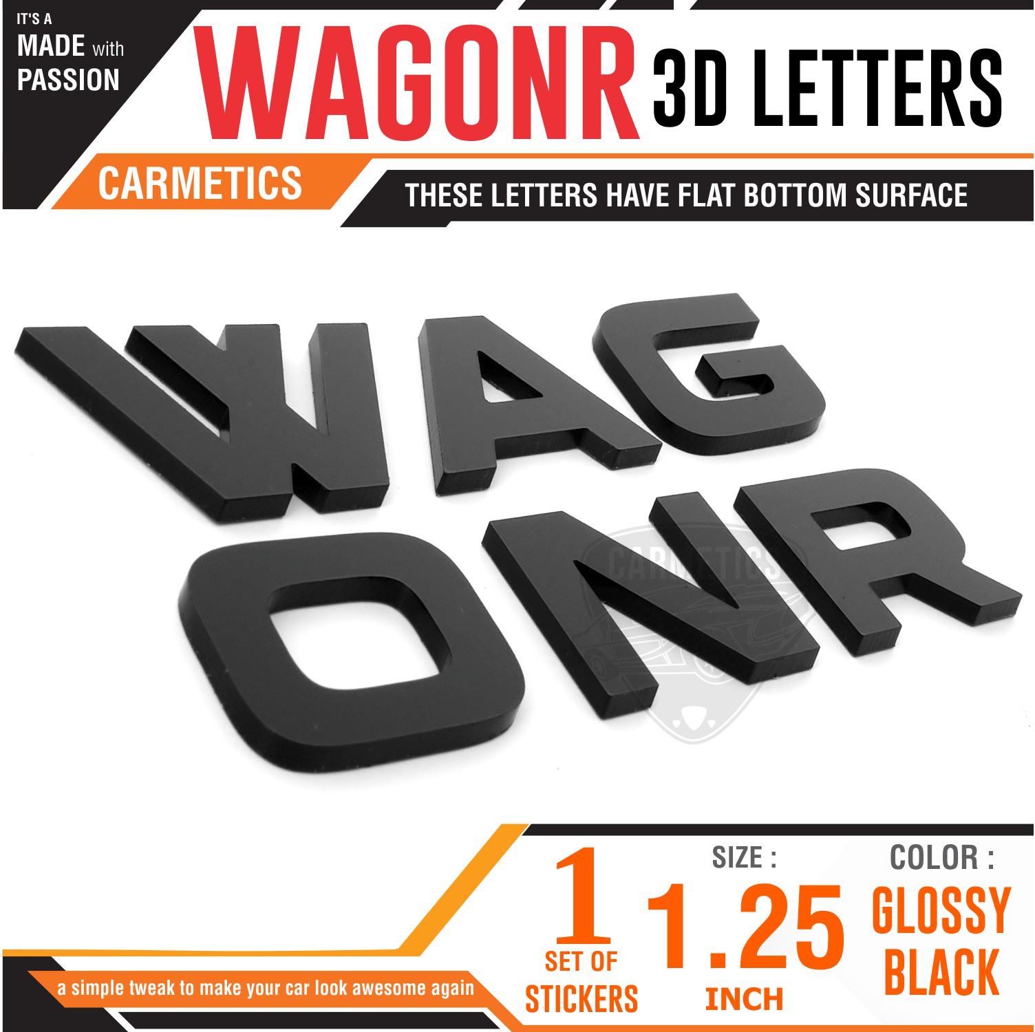 Buy Carmetics Wagonr 3d Letters For Maruti Suzuki Wagonr Glossy Black