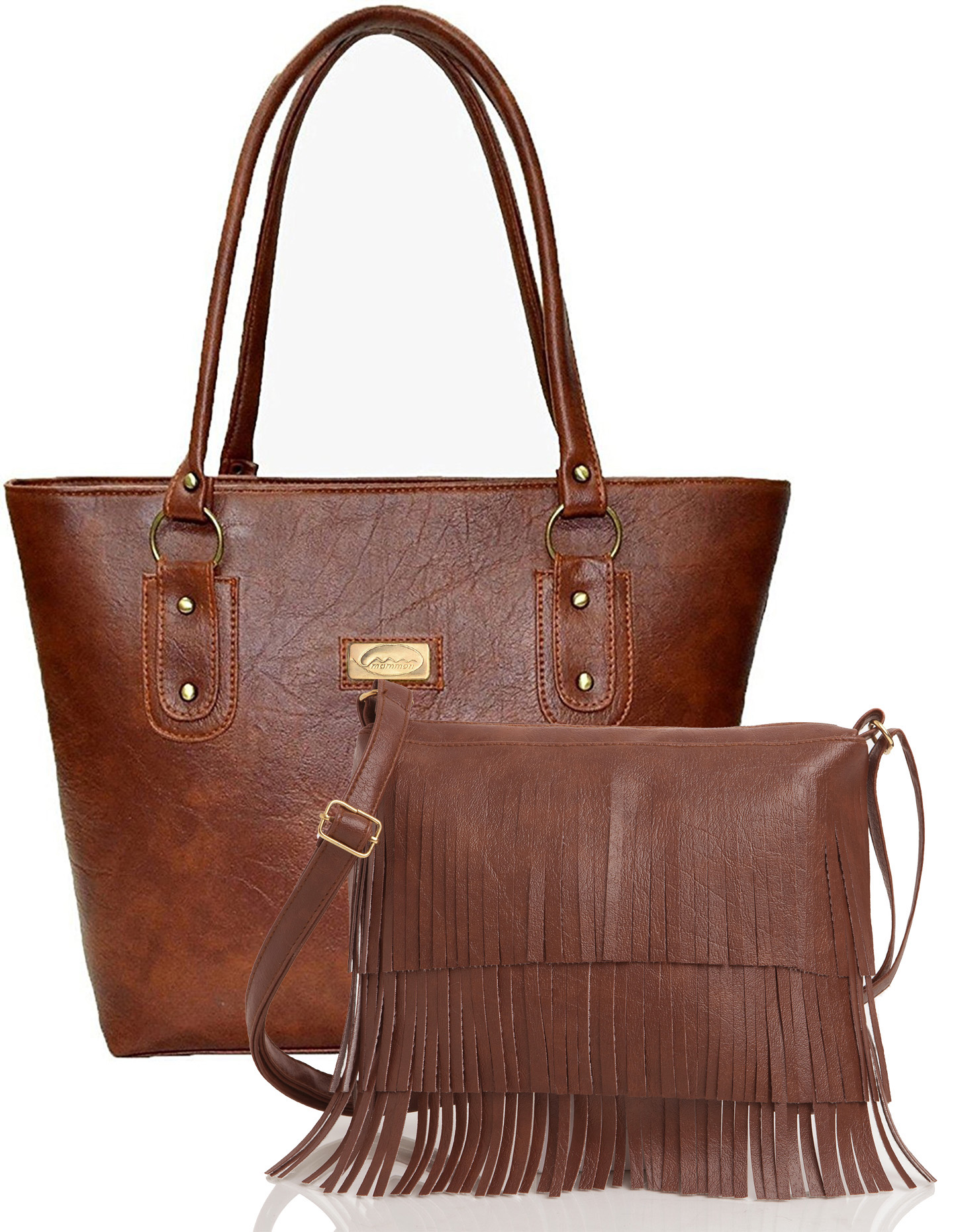 Buy Mammon Women's PU Handbag And Sling Bag Combo (Hs-Combo-Jhalar-Tan ...