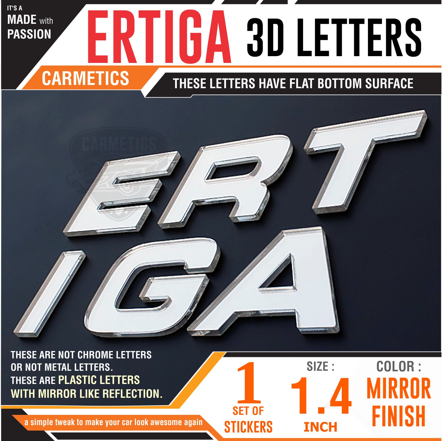 Buy Carmetics Ertiga 3d Letters For Maruti Suzuki Ertiga Mirror Finish