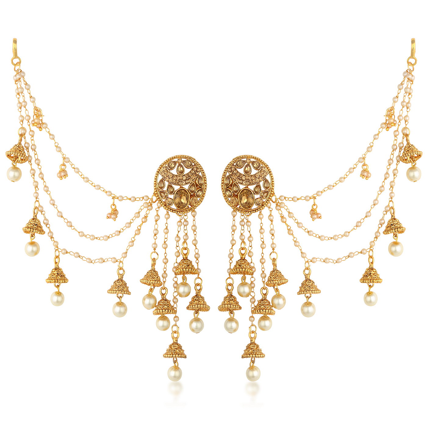 Buy Sukkhi Bahubali Inspired Earrings With Beads Chain Jhumki Earring For Women Online @ ₹659 ...