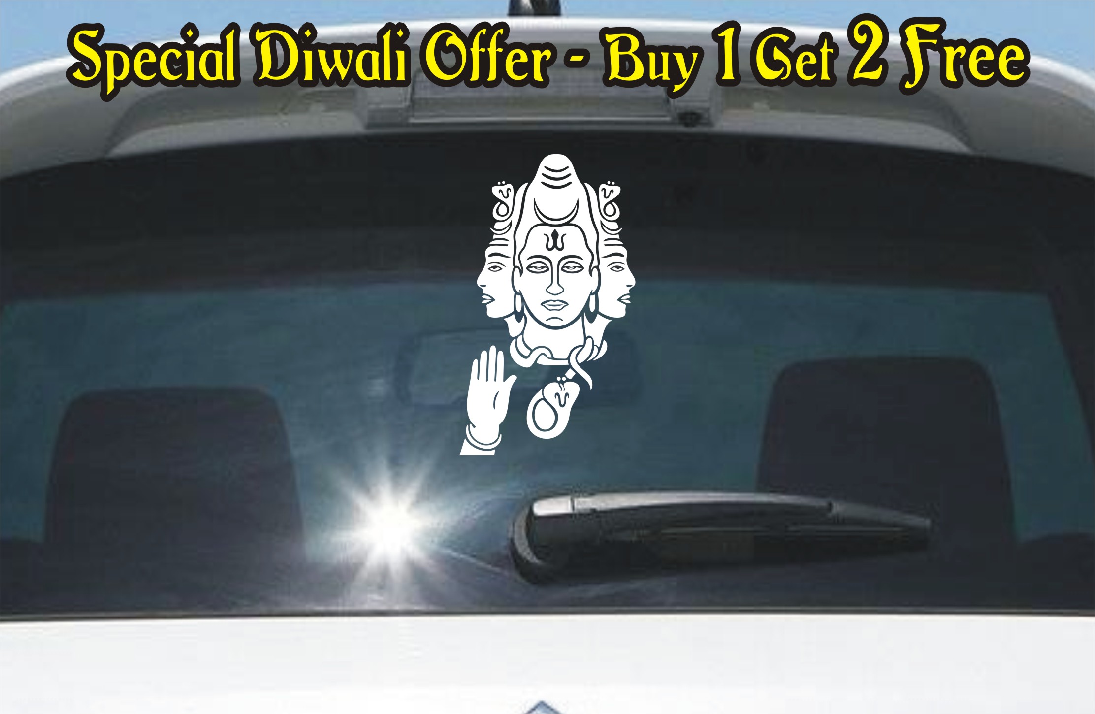 Buy Lord Shiva White Vinyl Sticker Decal for Car Truck Window Bus Van ...
