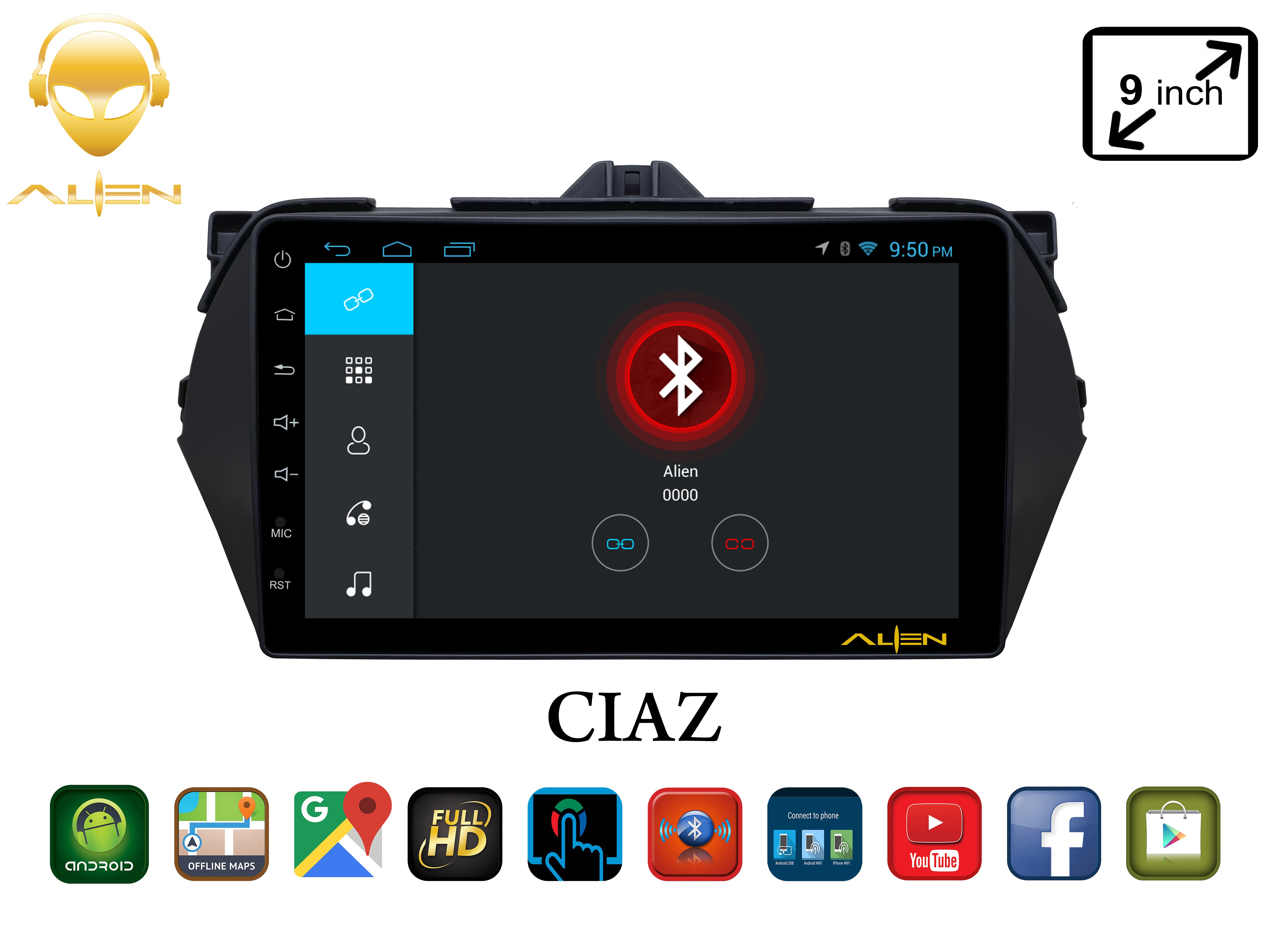 Buy ALIEN 9.0 Inches Maruti Suzuki Ciaz Black Android Infotainment ...