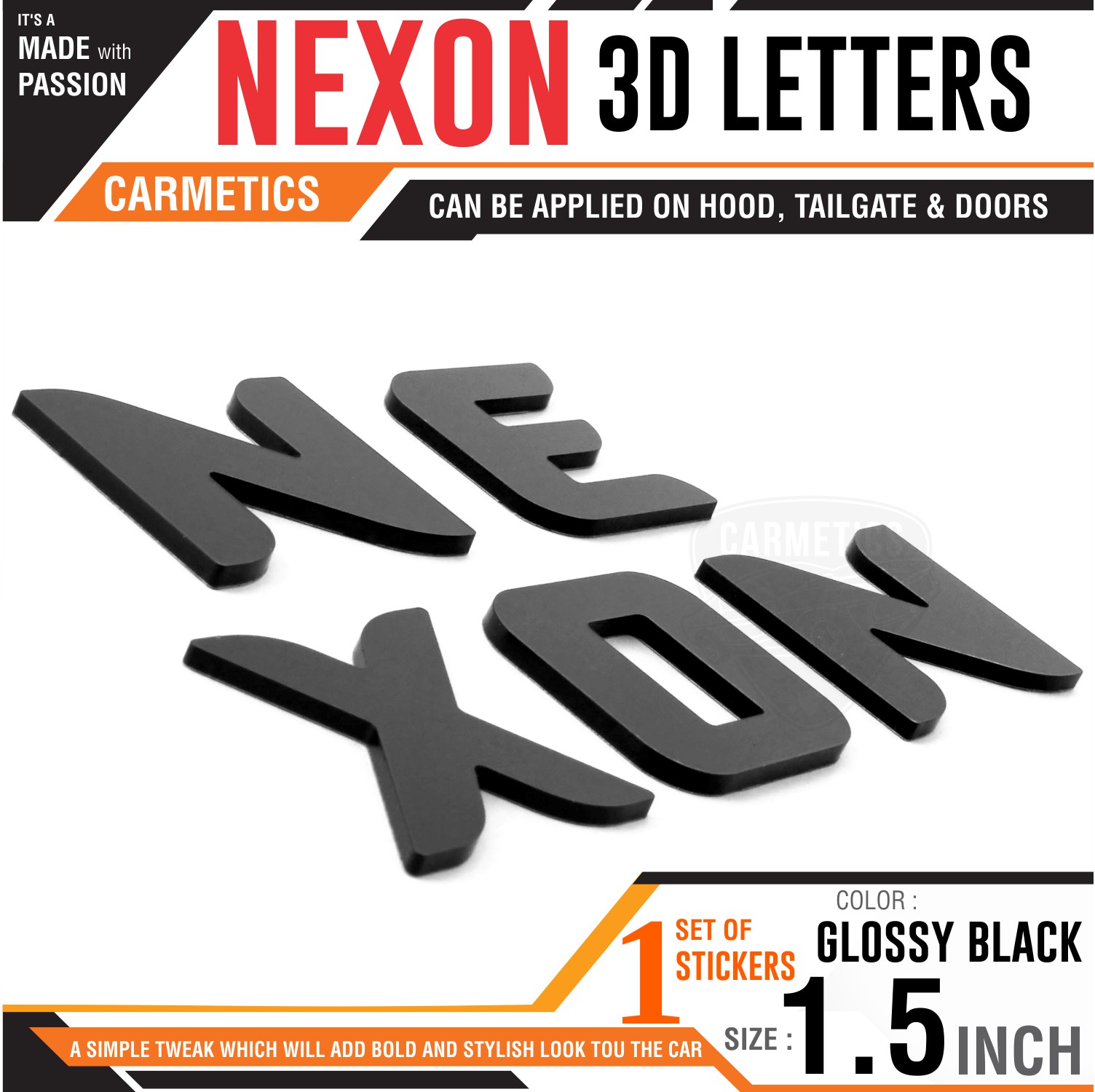Buy Carmetics Nexon 3d Letters For Tata Nexon Accessories 3d Stickers