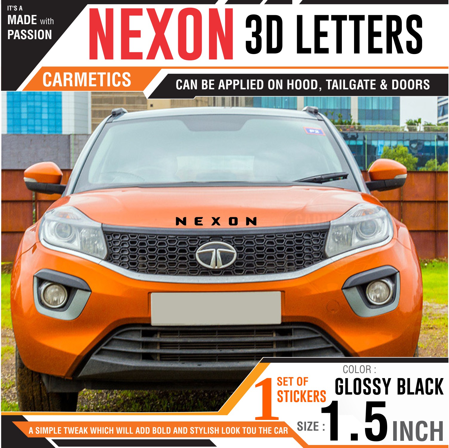 Buy Carmetics Nexon 3d Letters For Tata Nexon Accessories 3d Stickers