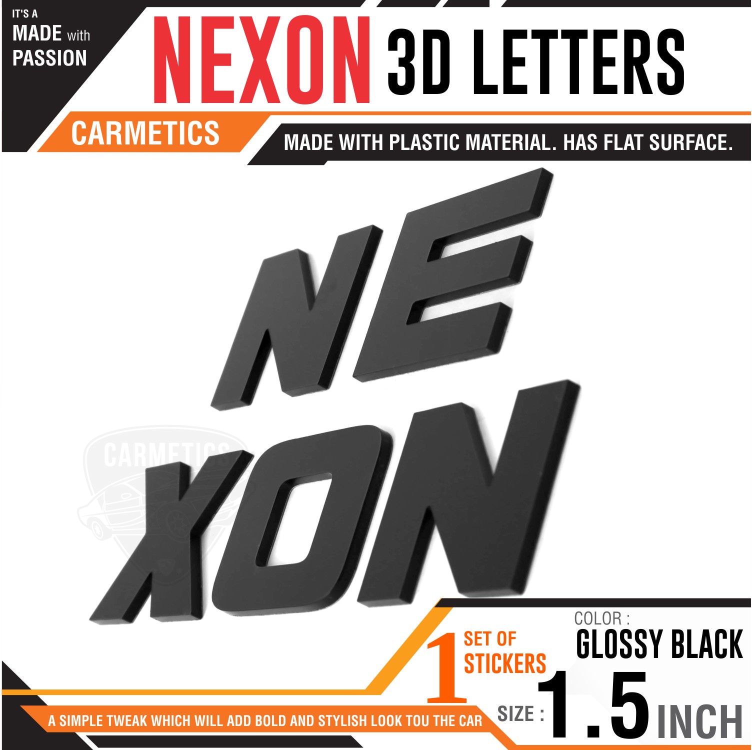 Buy Carmetics Nexon 3d Letters For Tata Nexon Accessories 3d Stickers