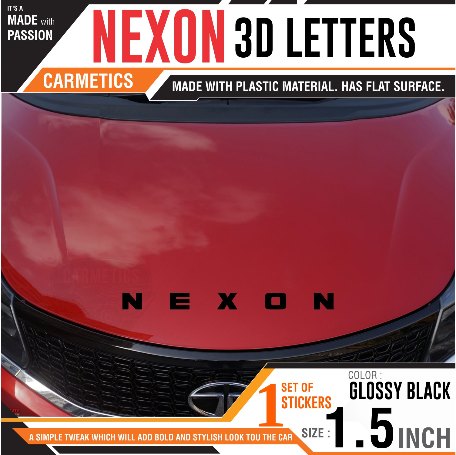 Buy Carmetics Nexon 3d Letters For Tata Nexon Accessories 3d Stickers