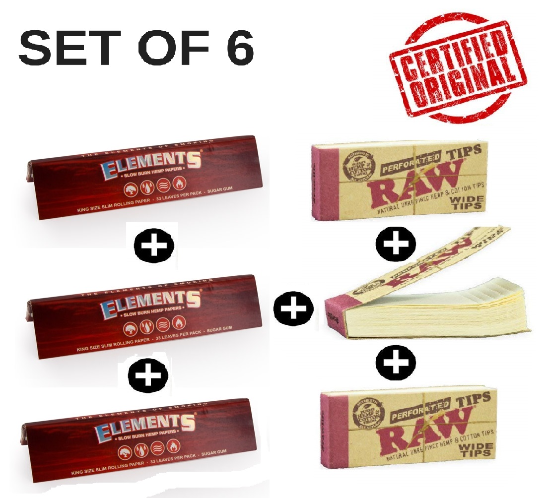Buy Radise Set Of 6 - Elements Slow Burning Hemp Rolling Papers ...