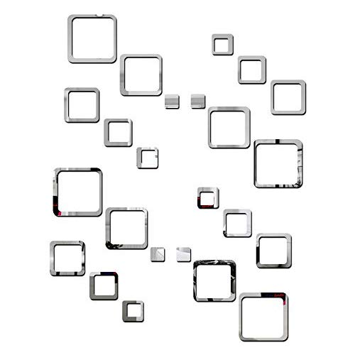 Buy Bikri Kendra 4 Set Silver Square 3d Acrylic Mirror Wall