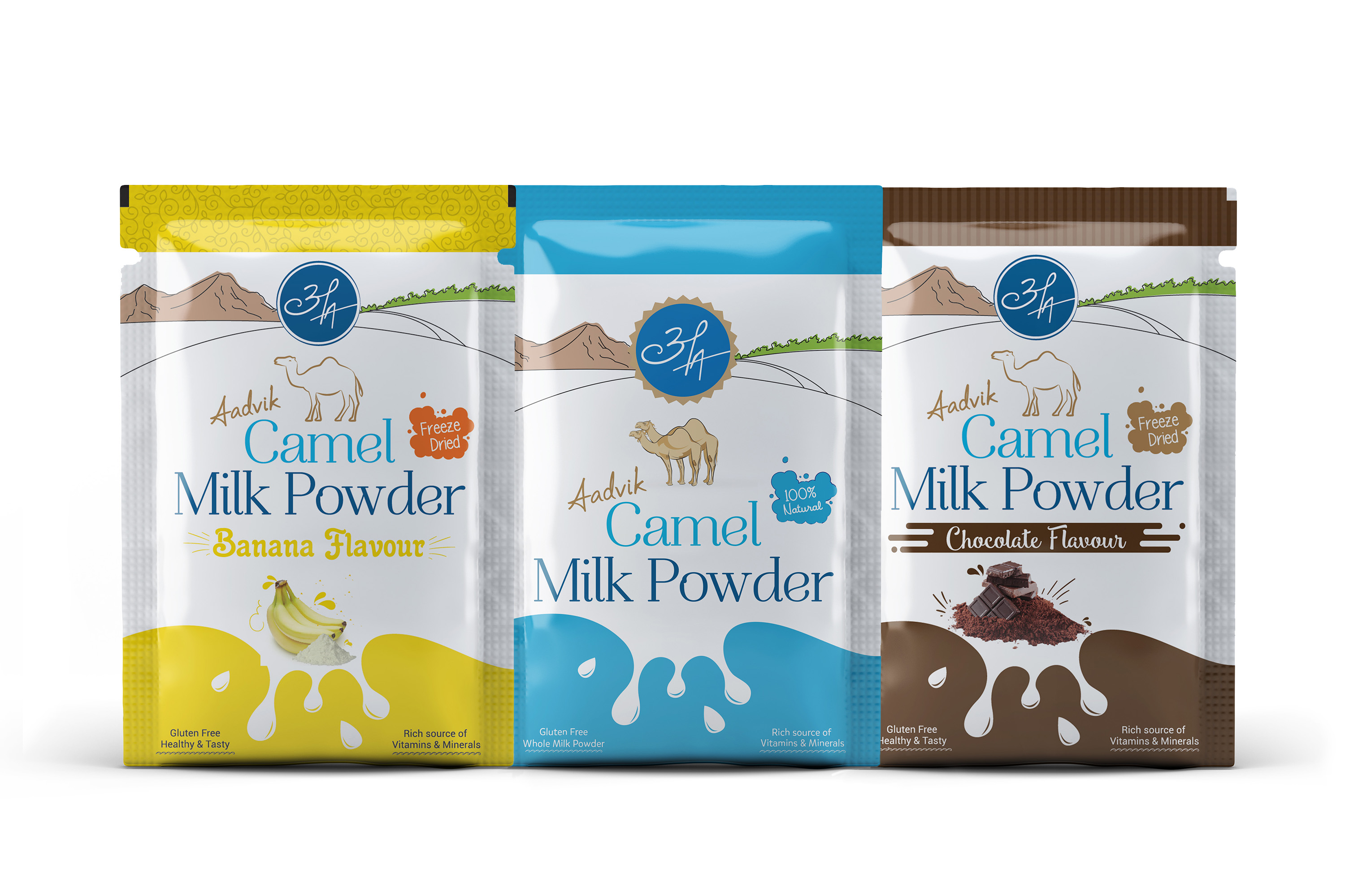 Buy Aadvik Trial Pack of Camel Milk Powder 3 Sachet (All 3 Flavors) 80 ...